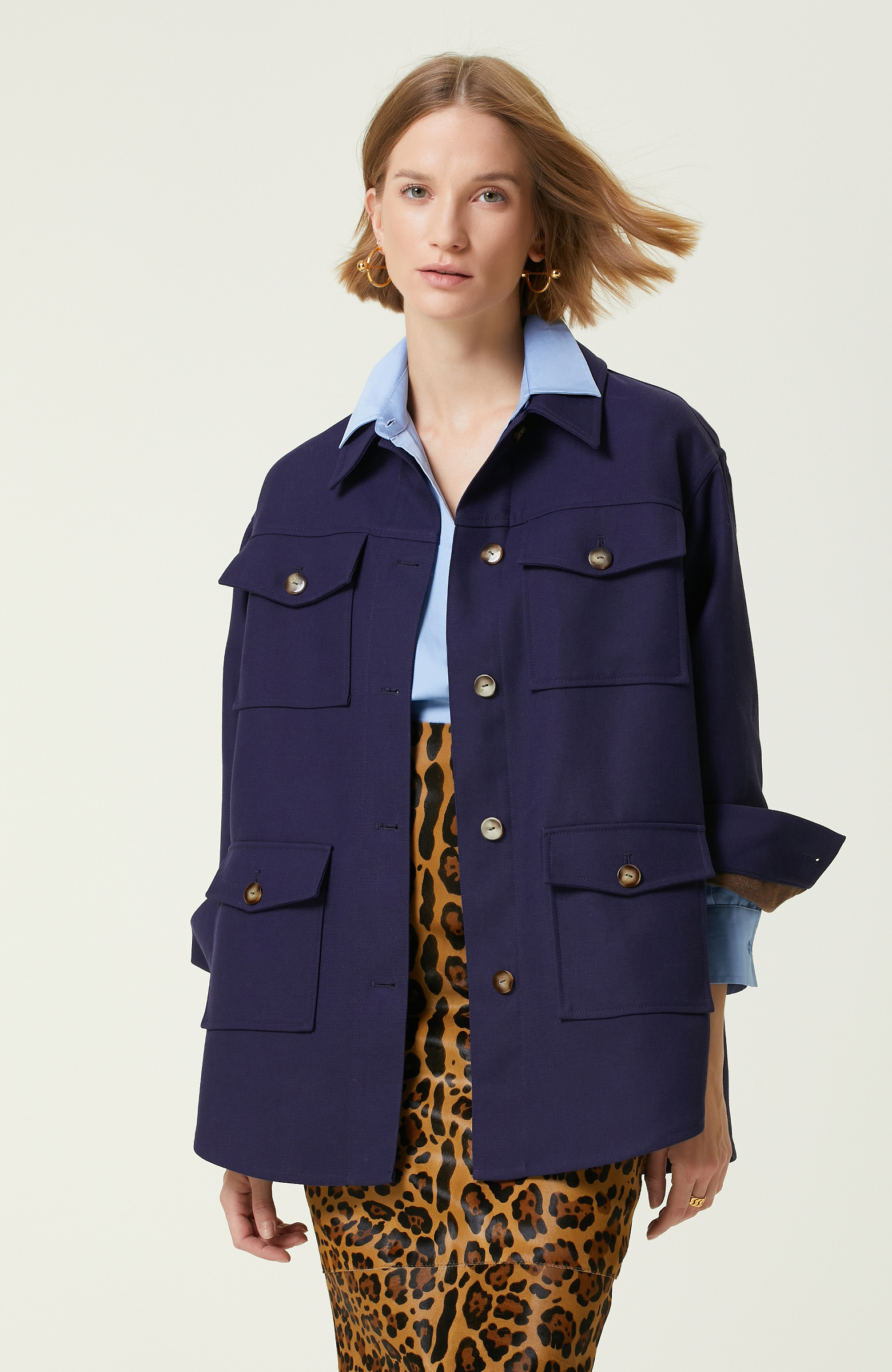 Regular Fit Saks Dış Gömlek Regular Fit Saks Dış Gömlek