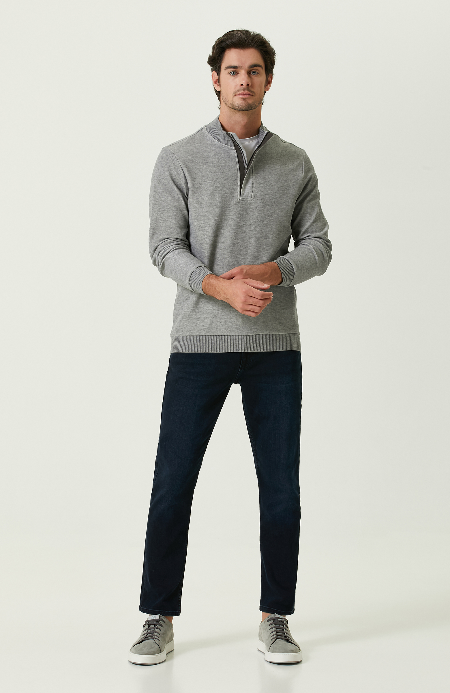 Slim Fit Koyu Lacivert Denim Pantolon Slim Fit Koyu Lacivert Denim Pantolon