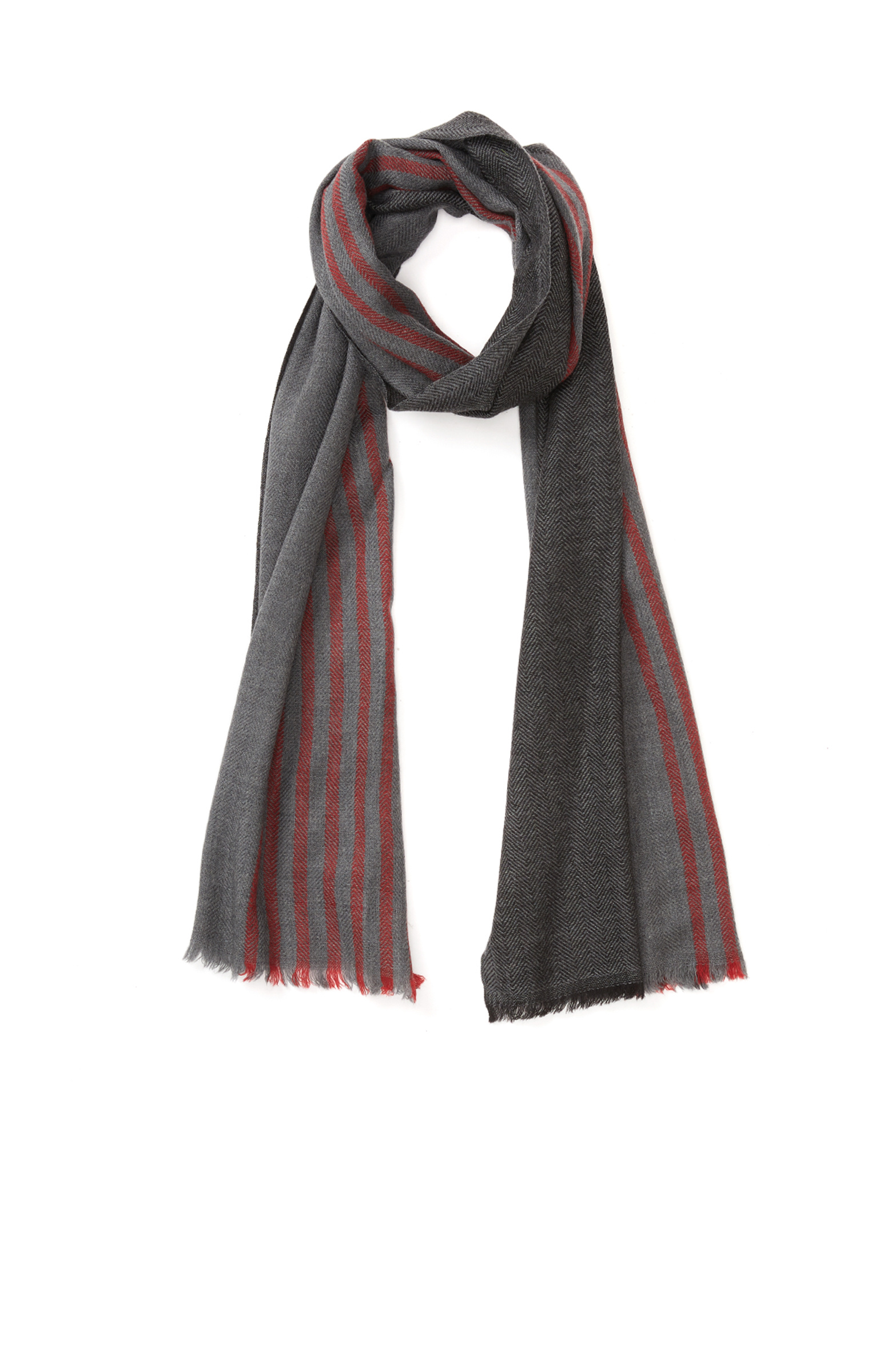 Gri Çizgili Erkek Yün Şal