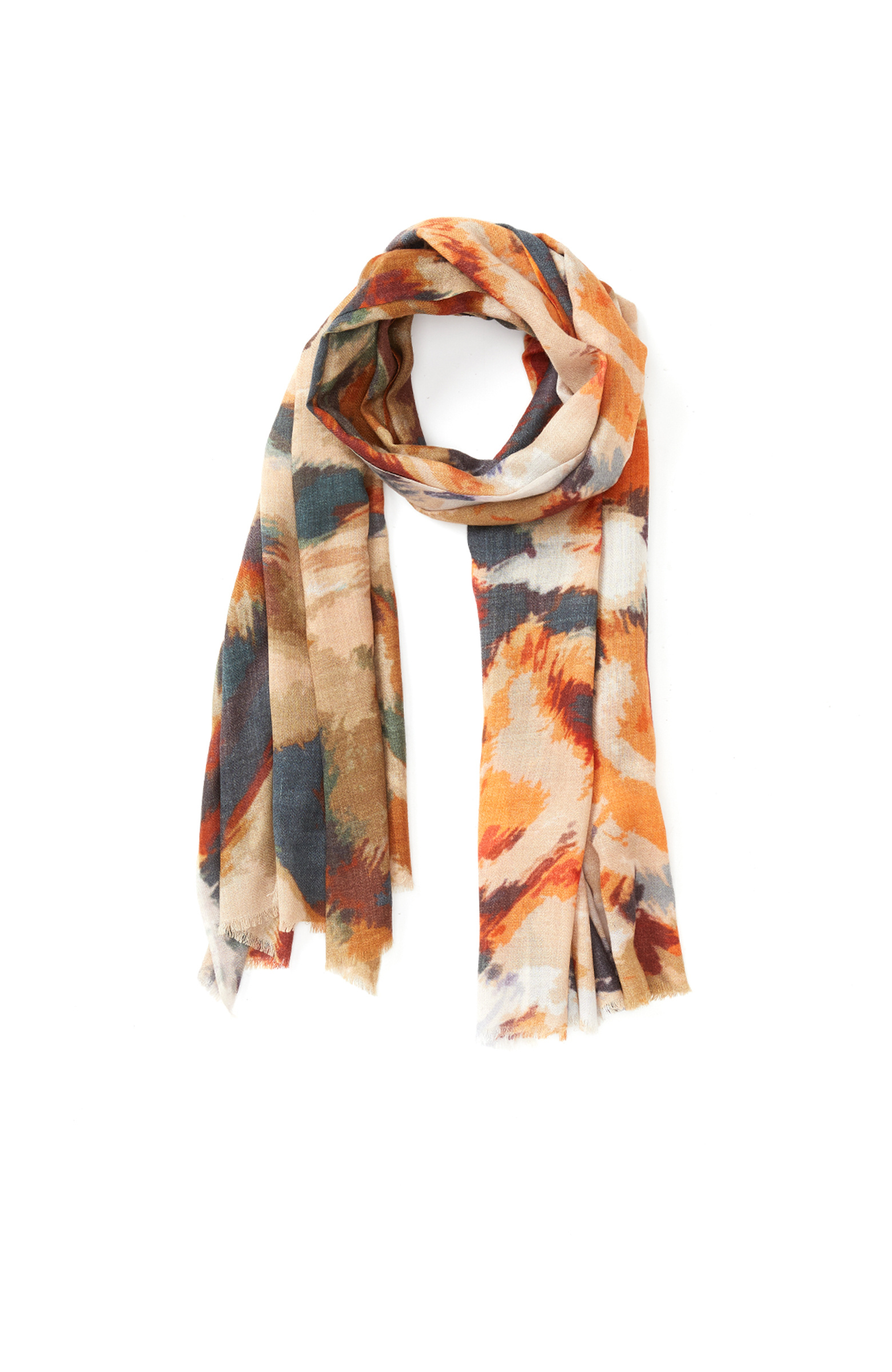 Kahverengi Desenli Kadın Yün Şal