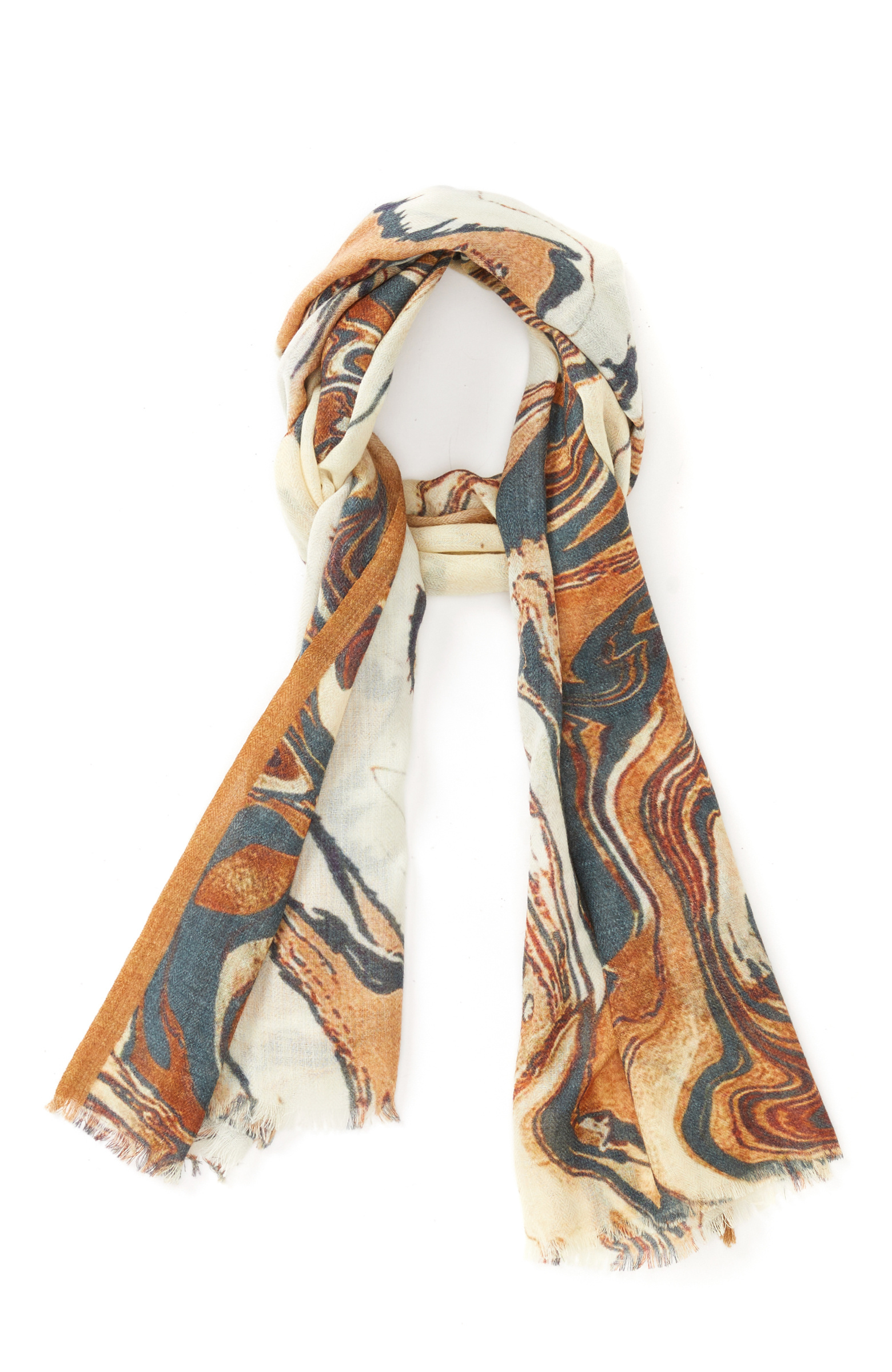 Kahverengi Desenli Kadın Yün Şal