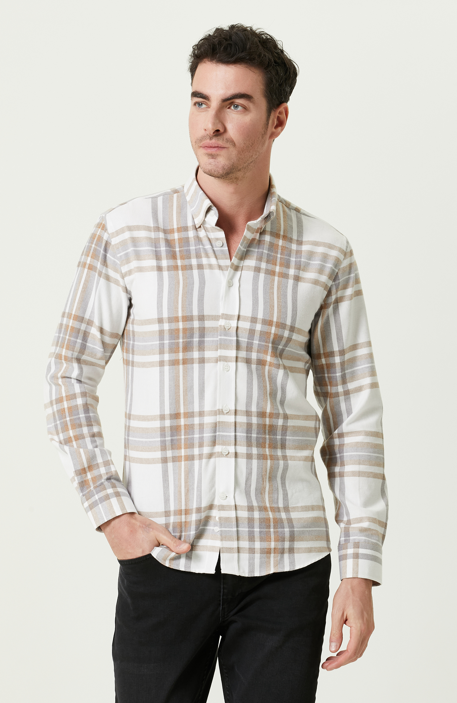 Slim Fit Ekru Gömlek Slim Fit Ekru Gömlek