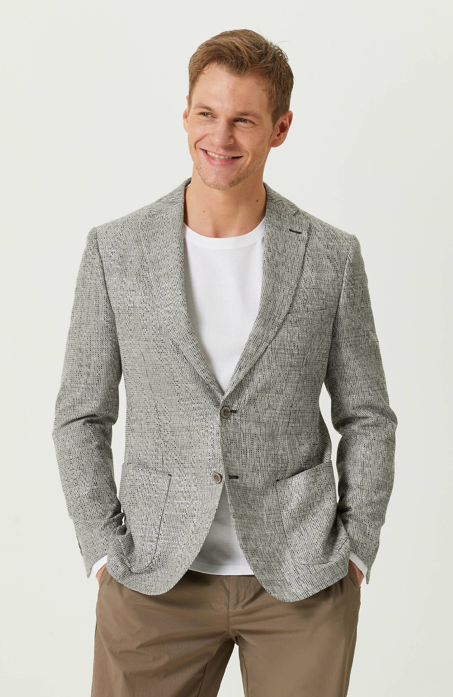 Vizon Desenli Blazer Ceket Vizon Desenli Blazer Ceket
