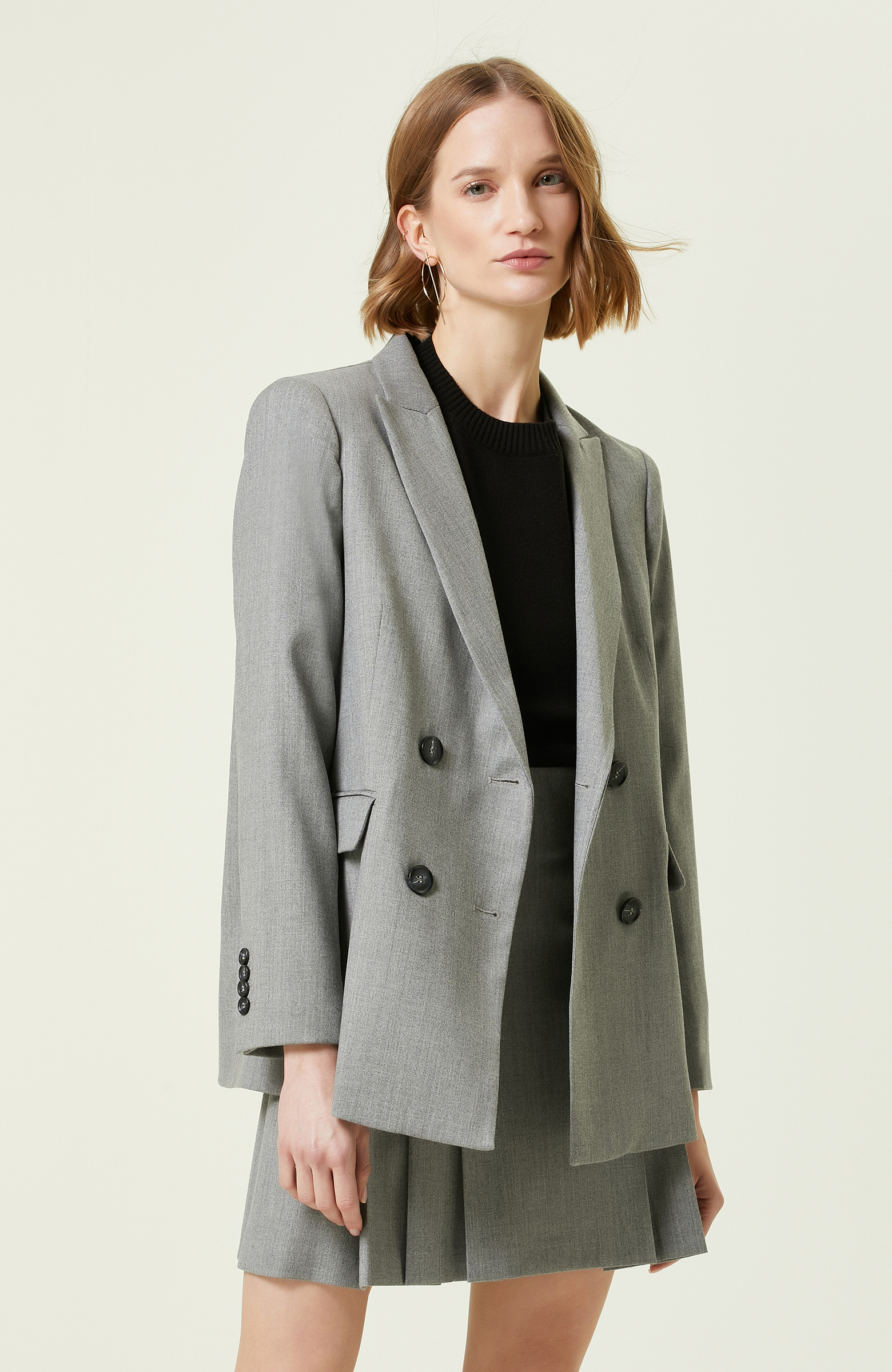 Açık Gri Yün Ceket