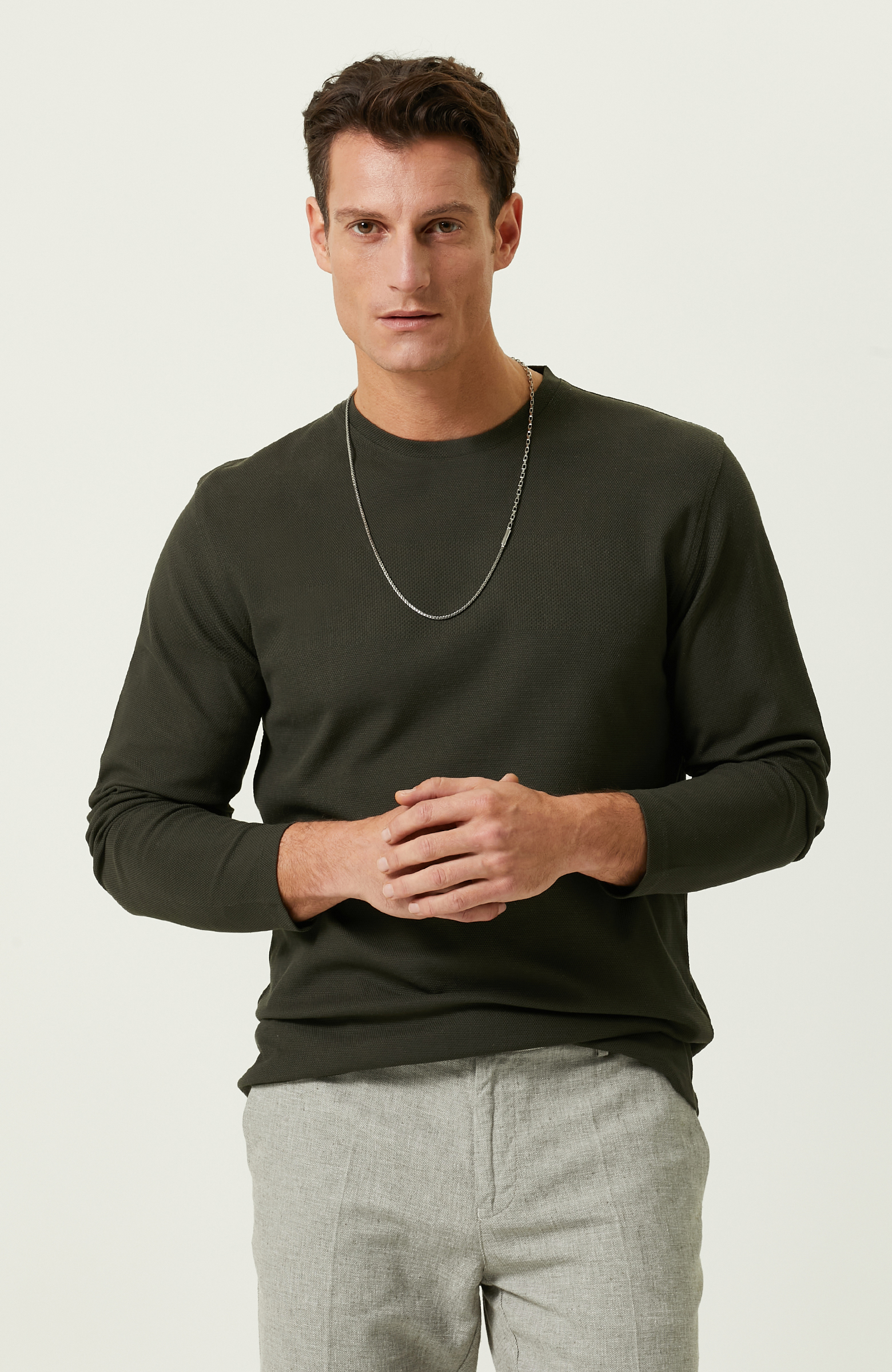 Haki Slim Fit Sweatshirt Haki Slim Fit Sweatshirt