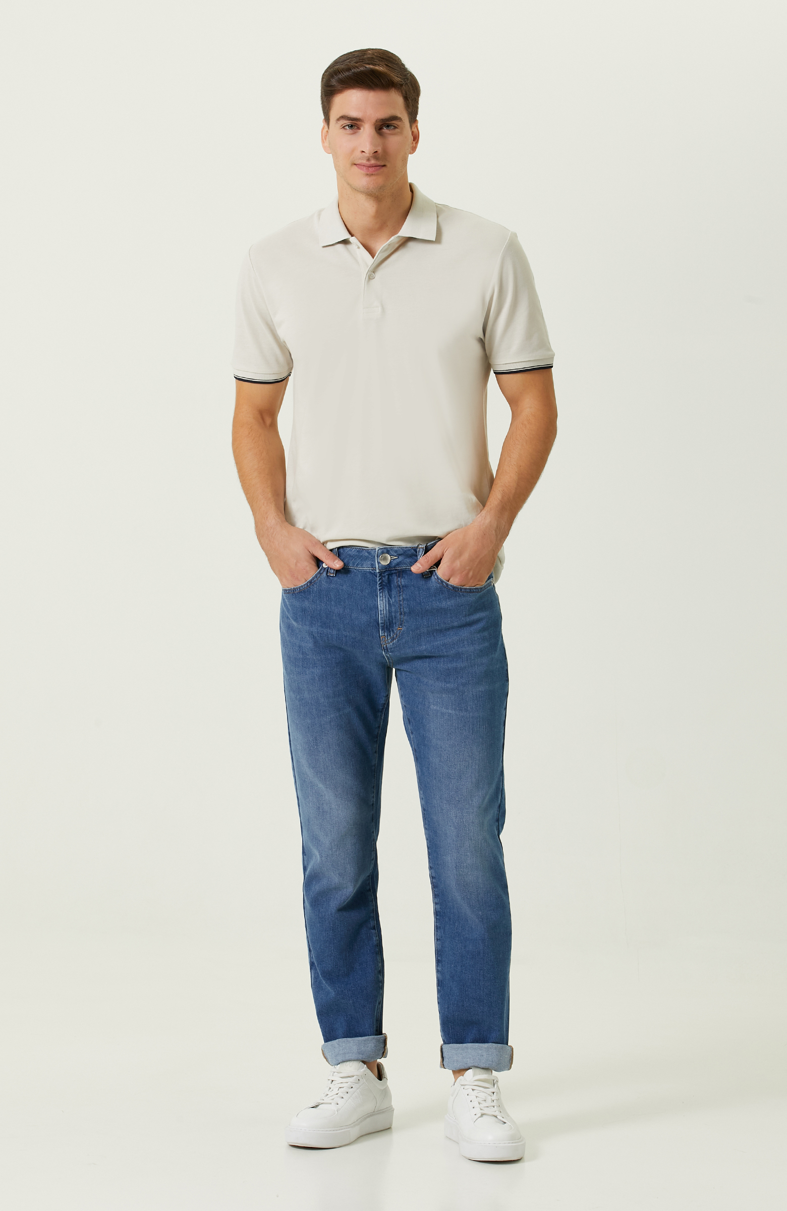 Slim Fit Açık  Mavi Denim Pantolon Slim Fit Açık  Mavi Denim Pantolon