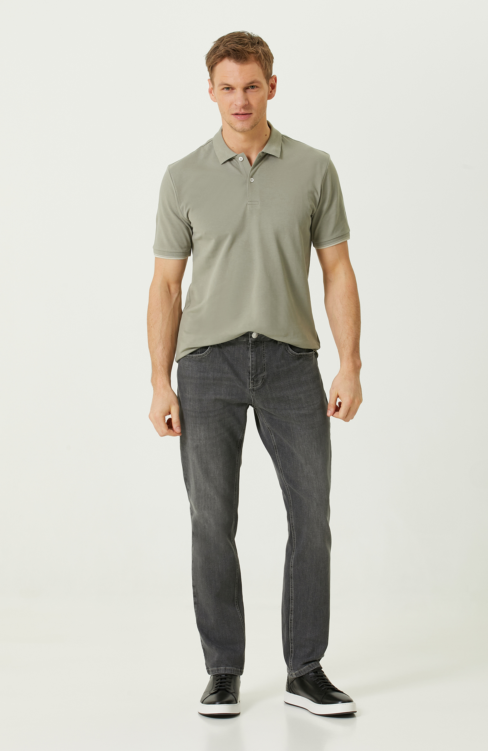 Slim Fit  Gri Denim Pantolon Slim Fit  Gri Denim Pantolon