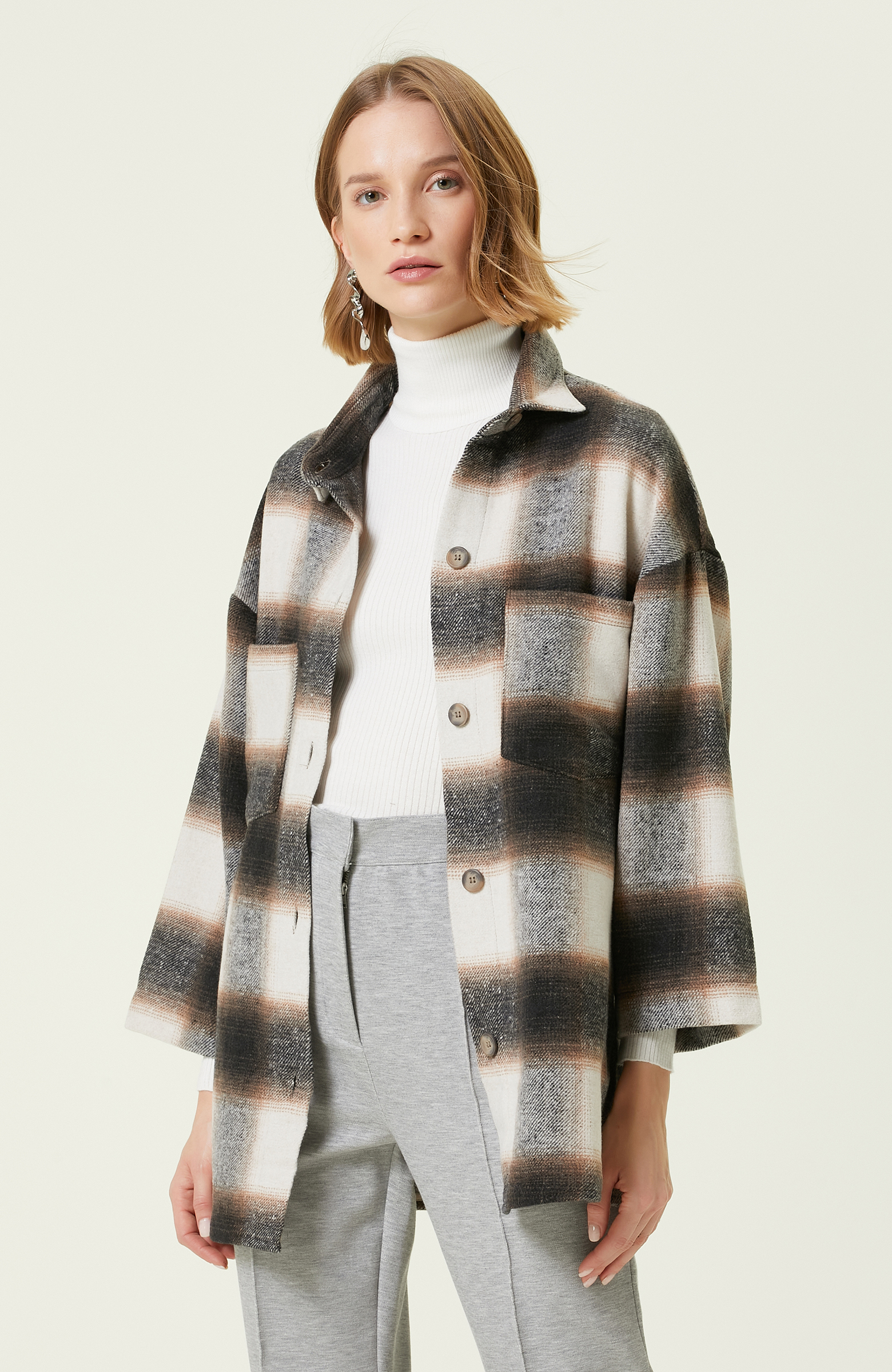 Geniş Fit Kahverengi Ekose Dış Gömlek Geniş Fit Kahverengi Ekose Dış Gömlek