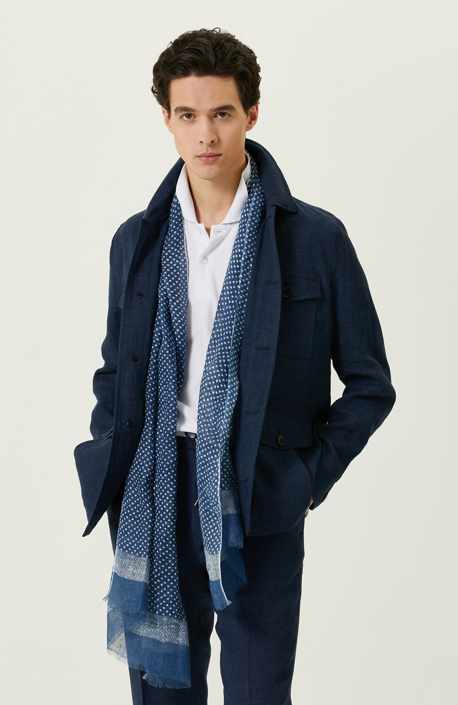 Lacivert Keten Coat Ceket