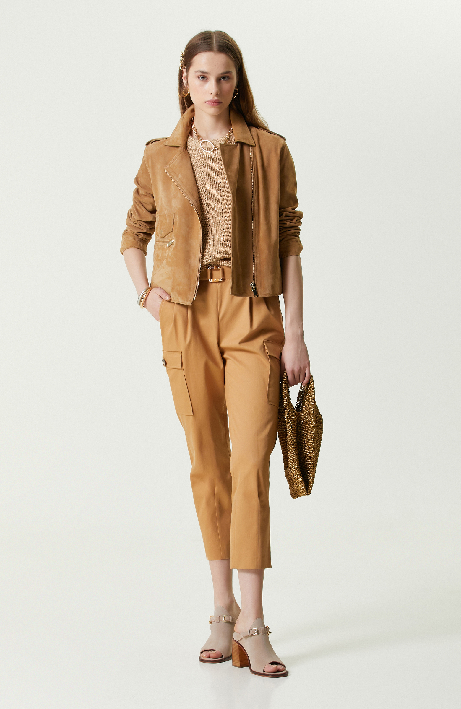 Camel Yüksek Bel Kargo Cep Pantolon Camel Yüksek Bel Kargo Cep Pantolon