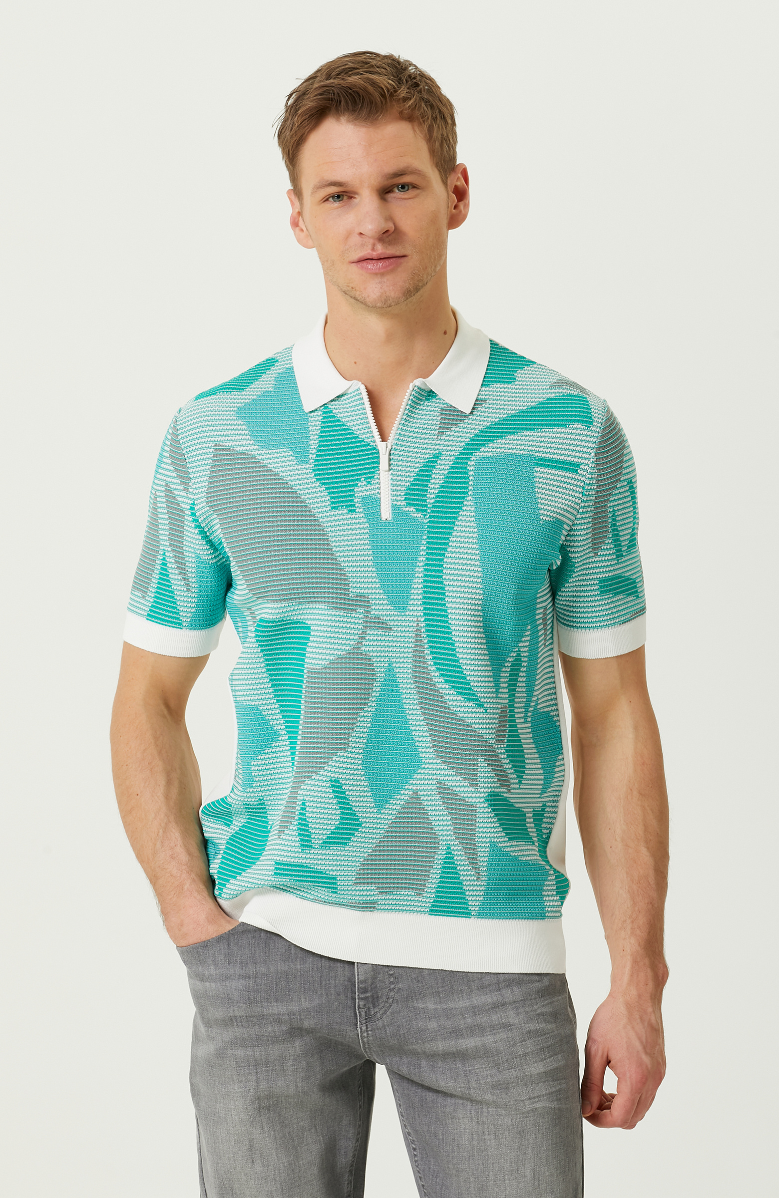 Mint Kısa Kollu Polo Yaka Triko Kazak