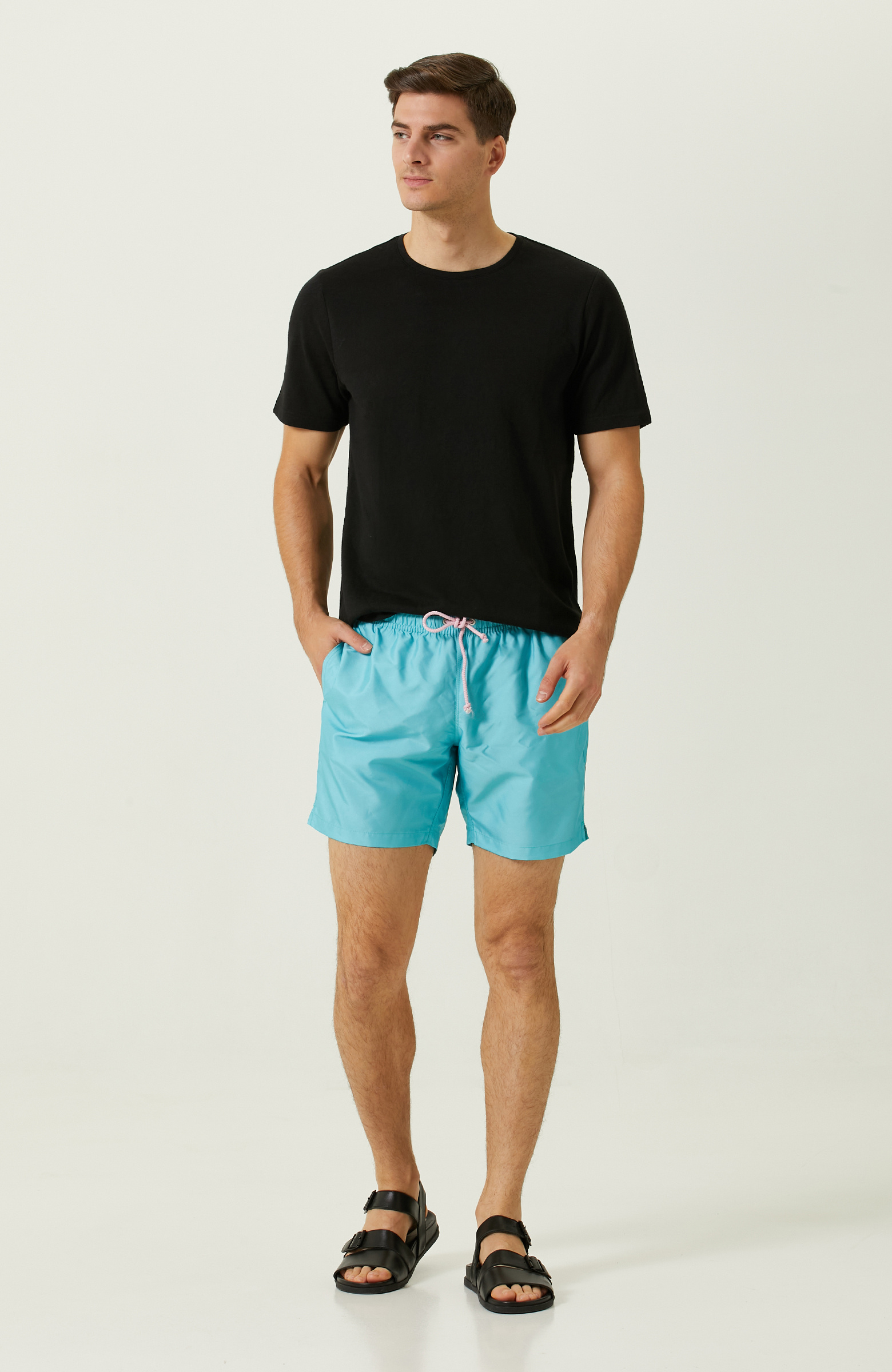 Mint Yeşili Bağcıklı Şort Mayo