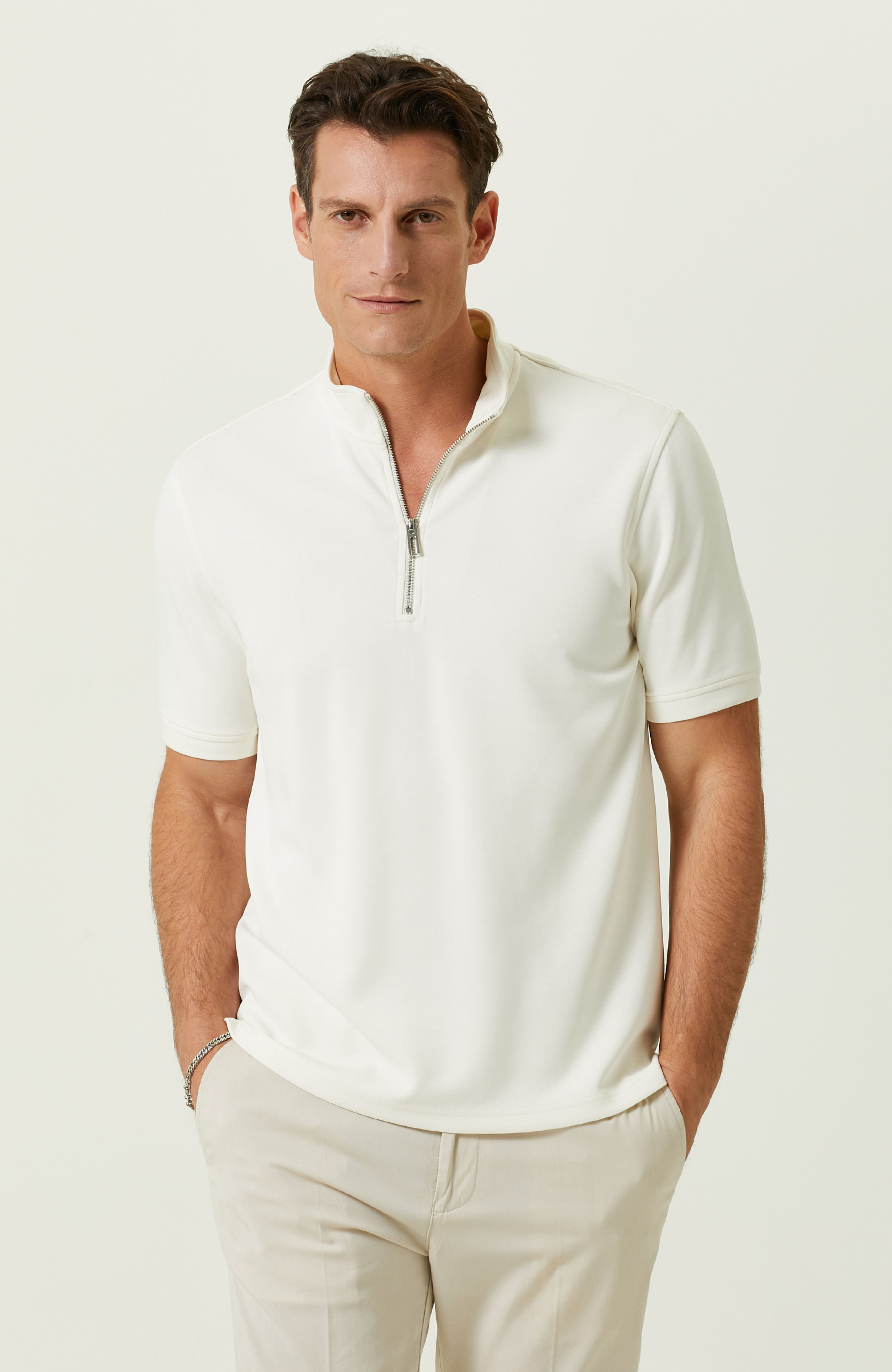 Ekru Slim Fit Sweatshirt Ekru Slim Fit Sweatshirt