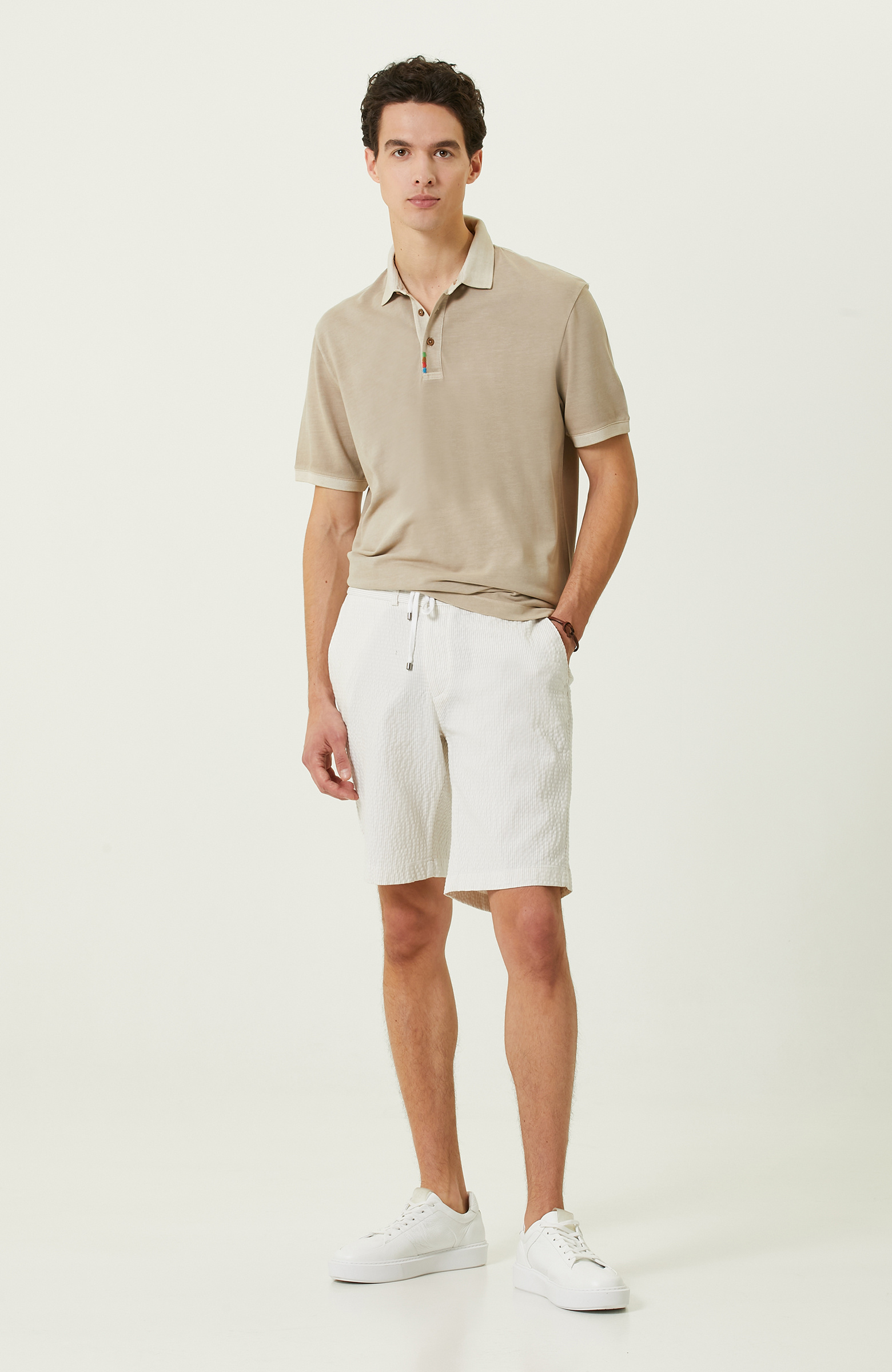 Taş Rengi Duble Paça Şort