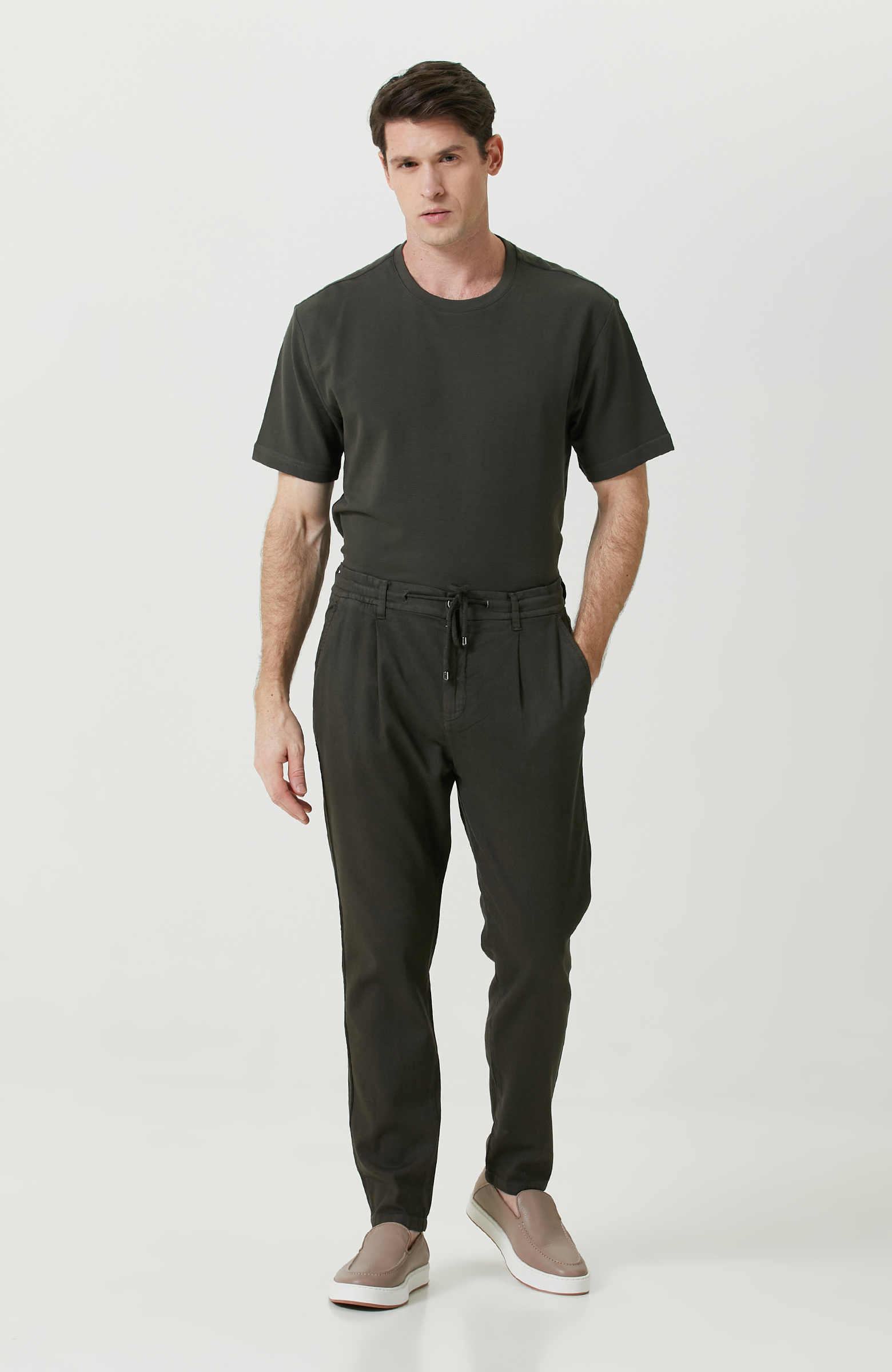 Haki Bağcıklı Pantolon