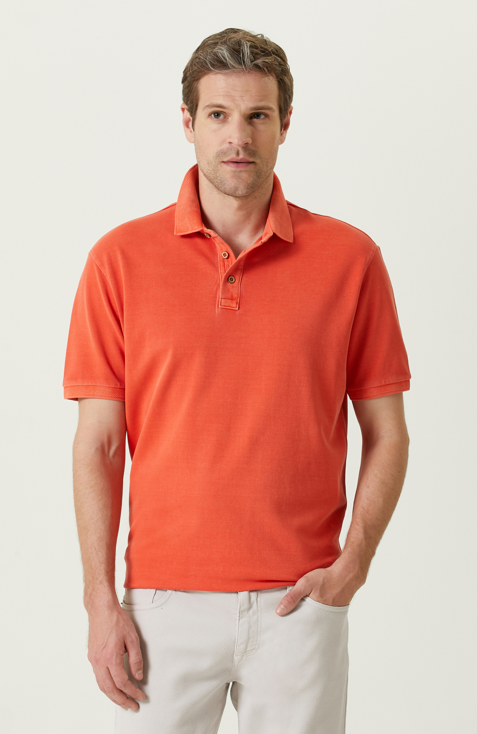 Nar Çiçeği Polo Yaka Kısa Kollu T-Shirt