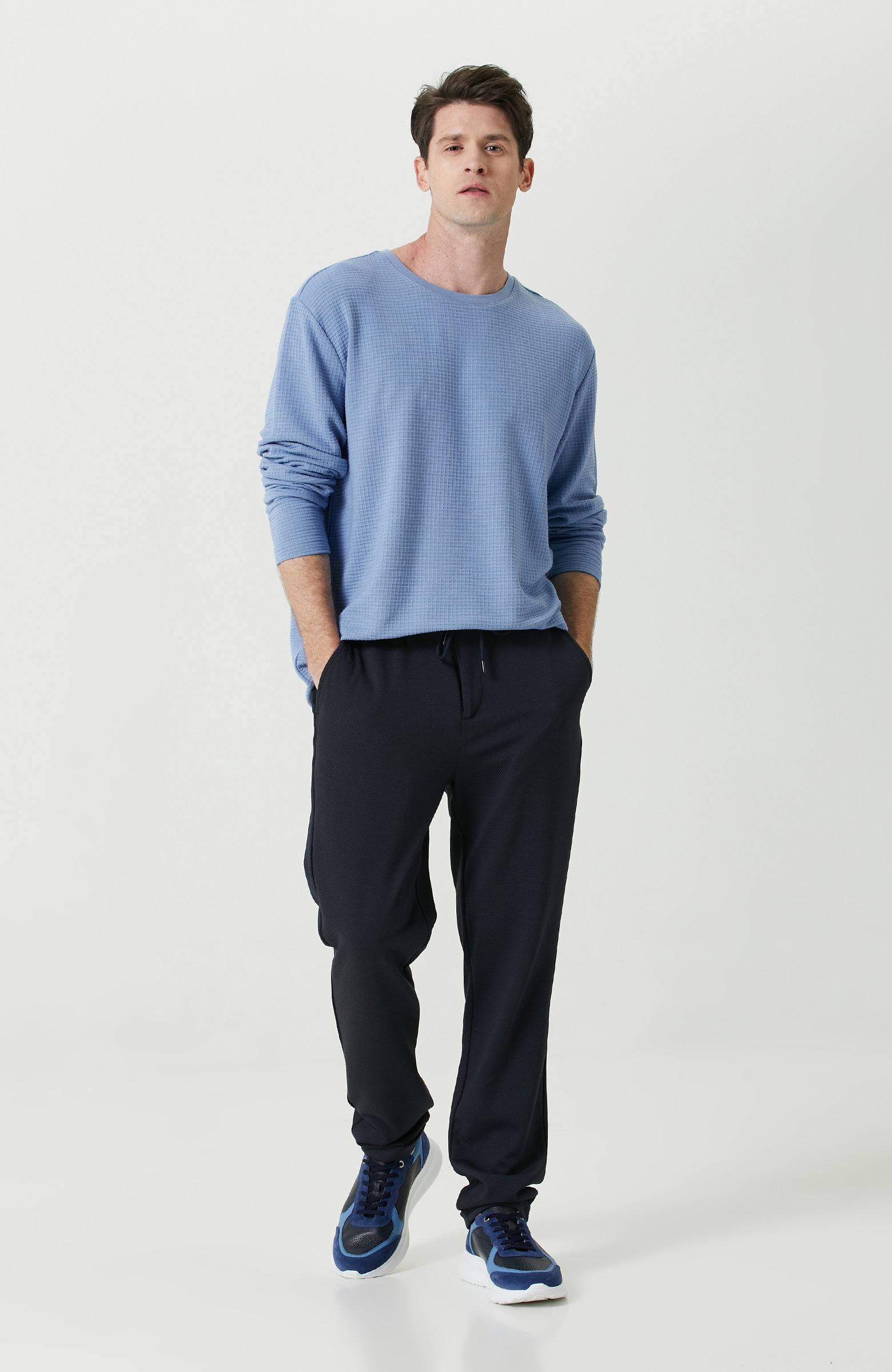 Lacivert Duble Paça Smart Casual Pantolon Lacivert Duble Paça Smart Casual Pantolon