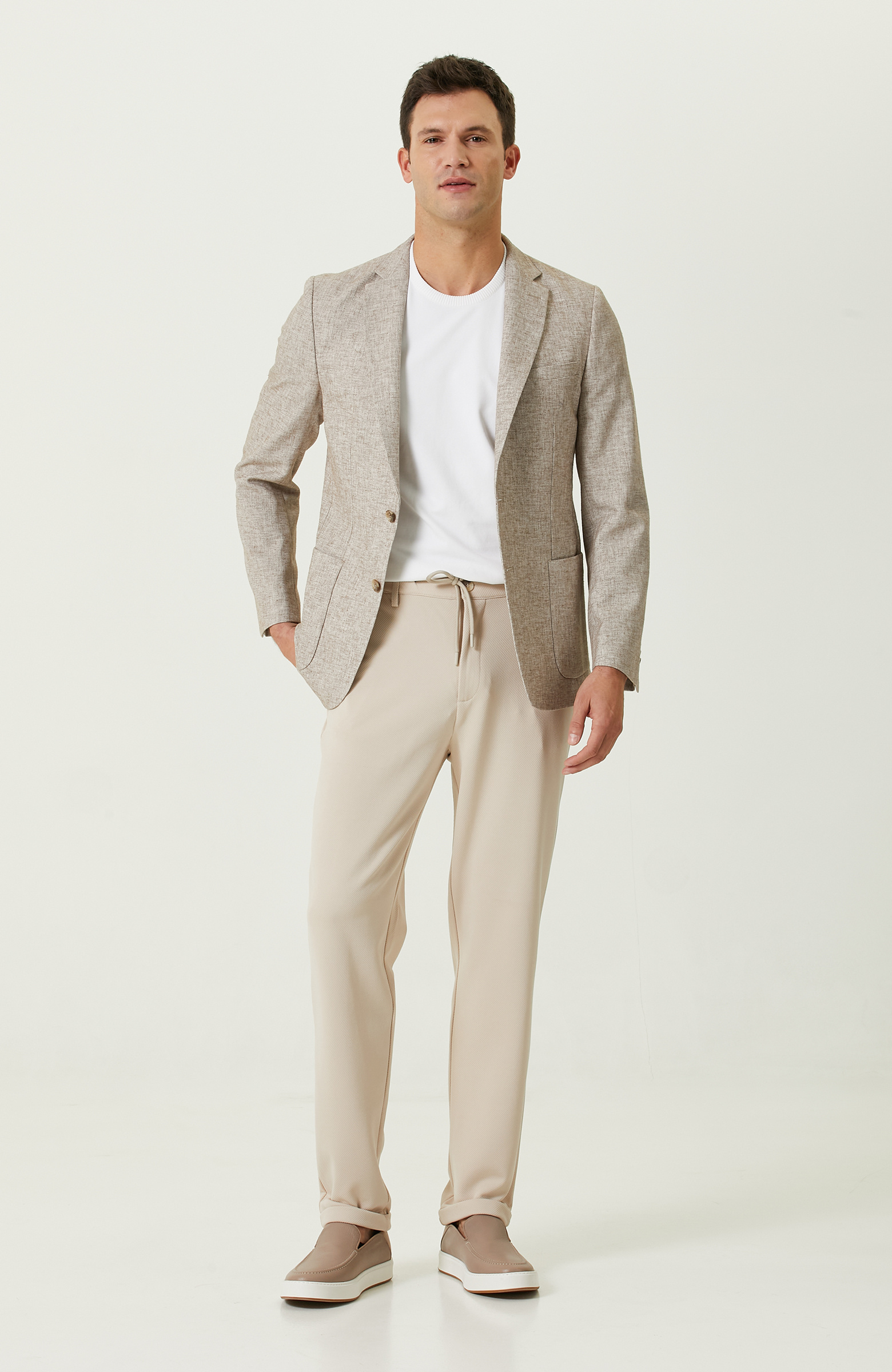 Bej Duble Paça Pantolon