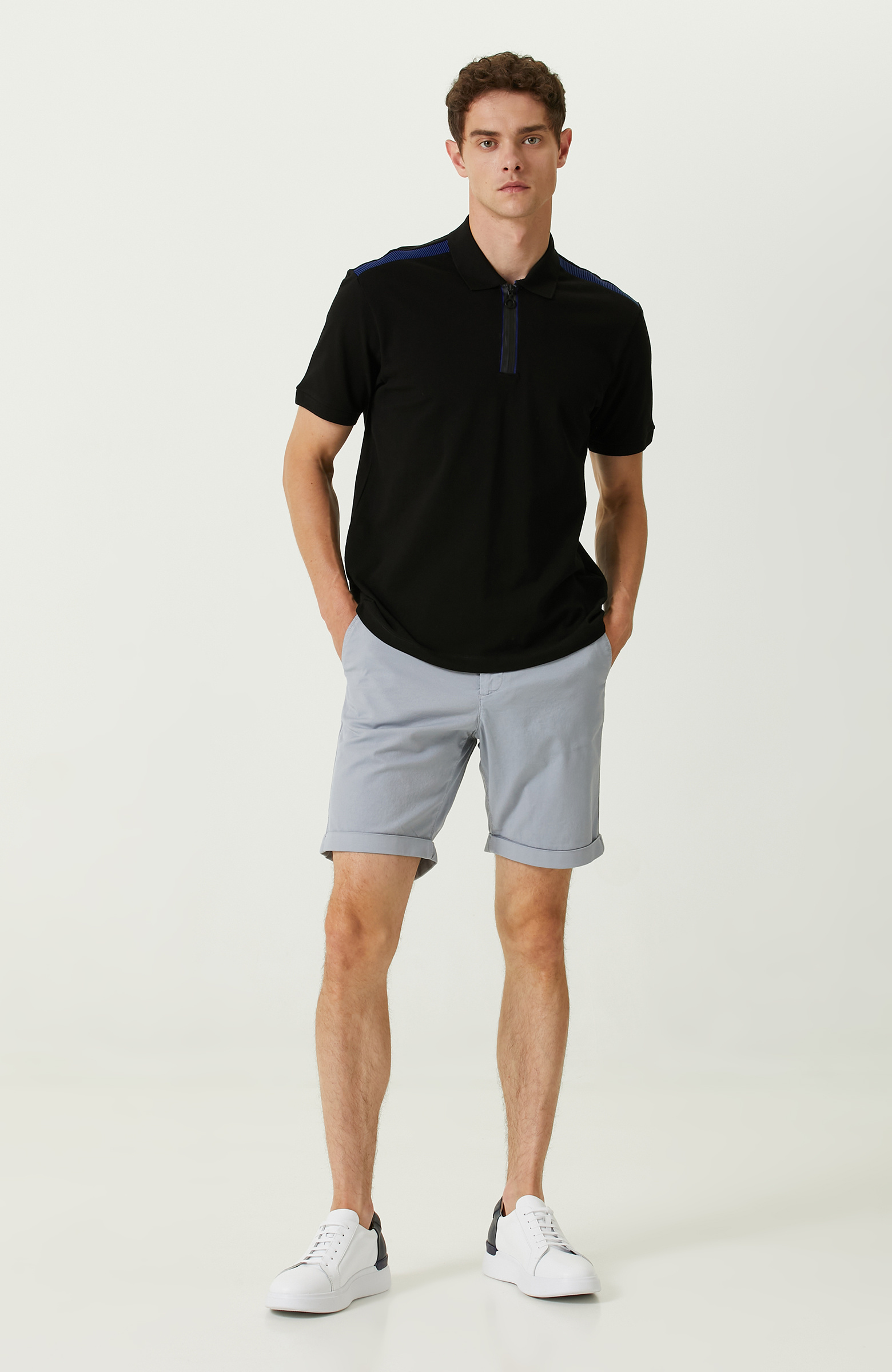 Buz Mavisi Duble Paça Şort