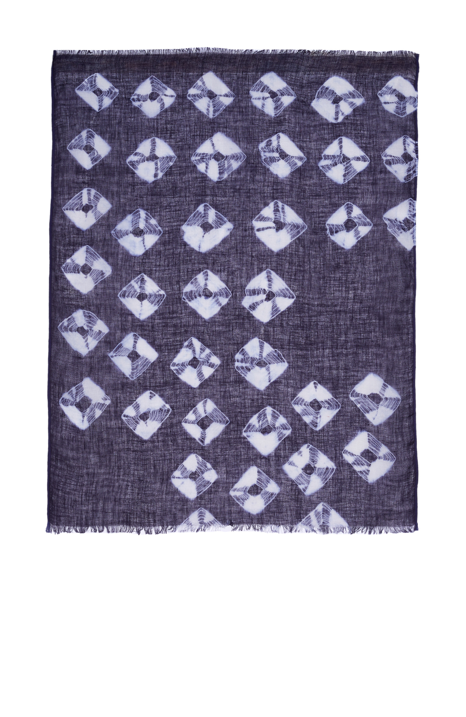 Antrasit Geometrik Desenli Unisex Keten Şal