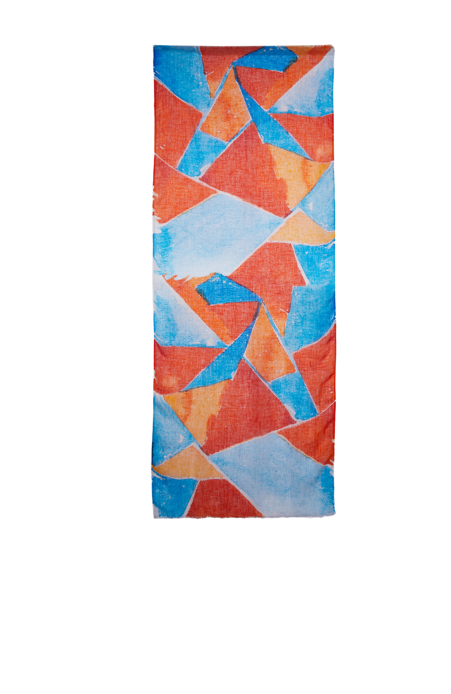 Mavi Turuncu Geometrik Desenli Kadın Keten Şal Mavi Turuncu Geometrik Desenli Kadın Keten Şal