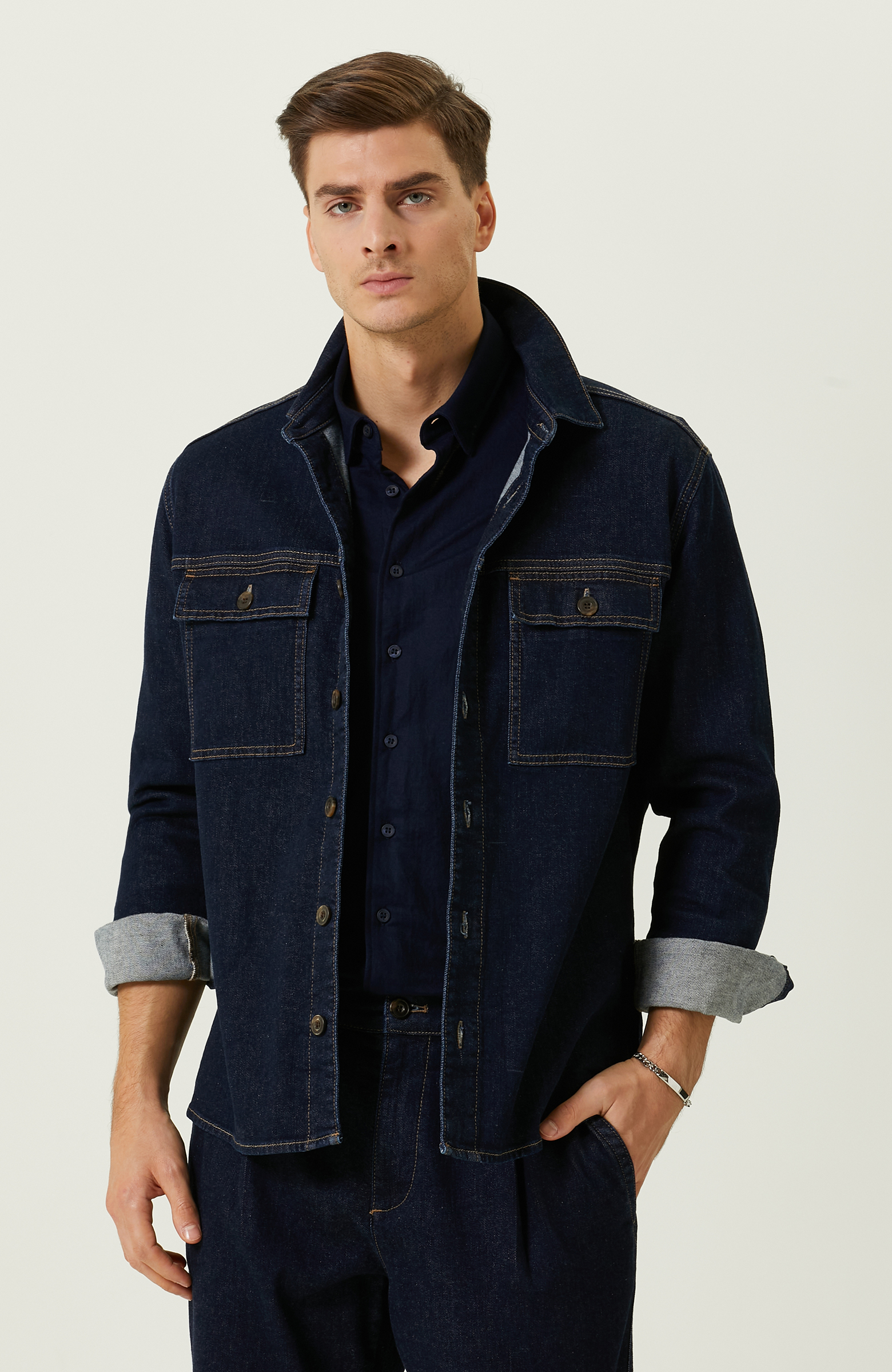 Lacivert Comfort Fit Denim Gömlek Lacivert Comfort Fit Denim Gömlek
