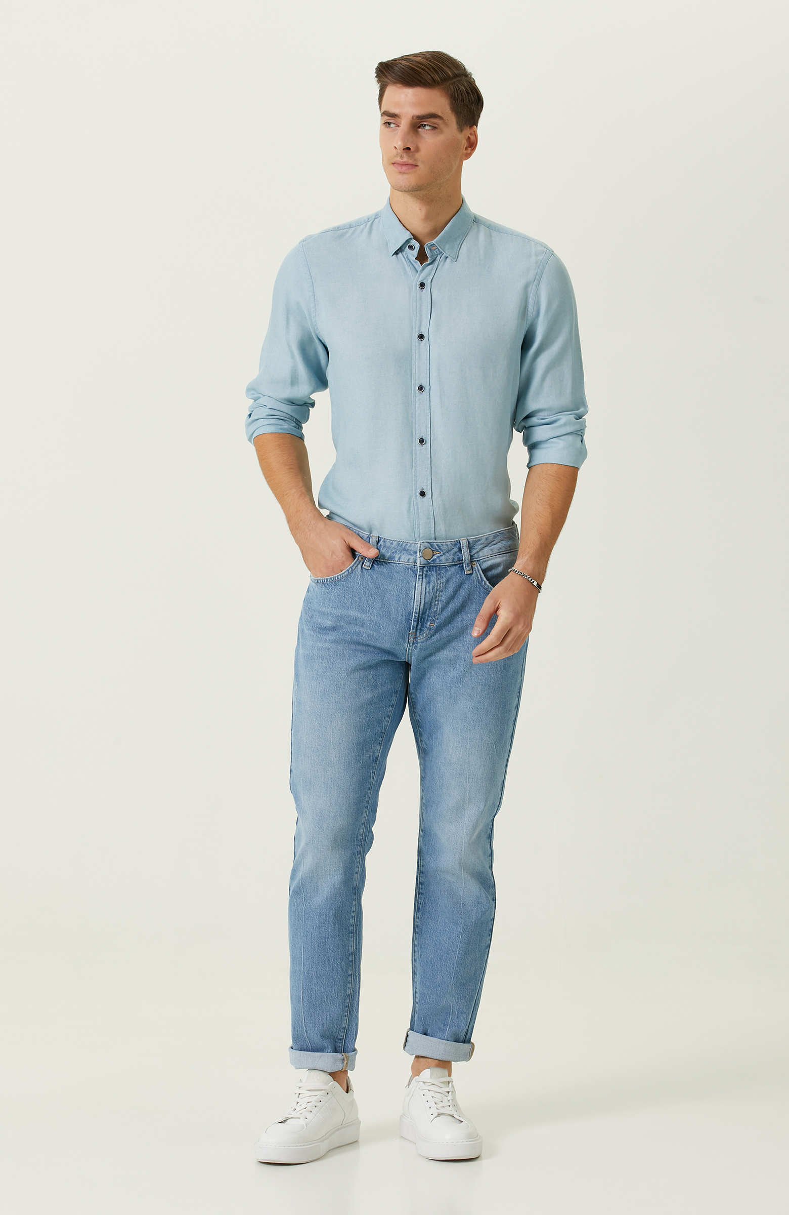 Açık Mavi Slim Fit Denim Pantolon Açık Mavi Slim Fit Denim Pantolon