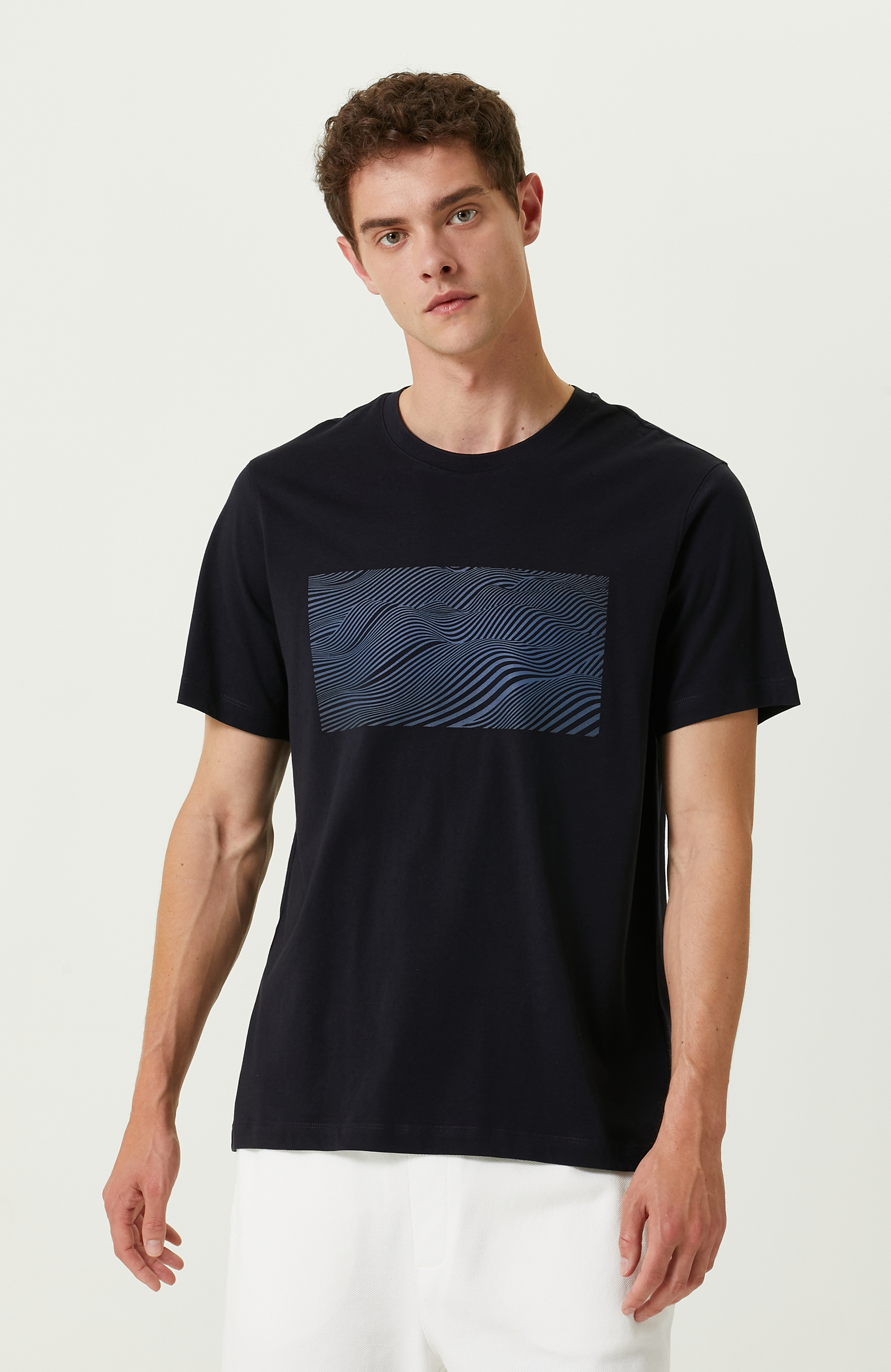 N-Tech Lacivert Baskılı Pamuklu Tshirt N-Tech Lacivert Baskılı Pamuklu Tshirt