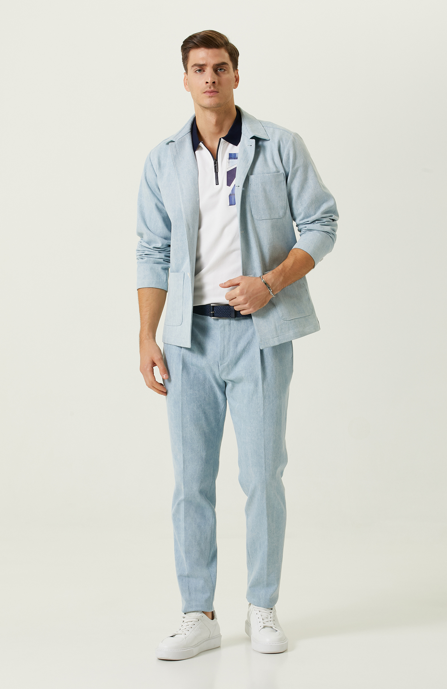 Mavi Düz Paça Denim Pantolon