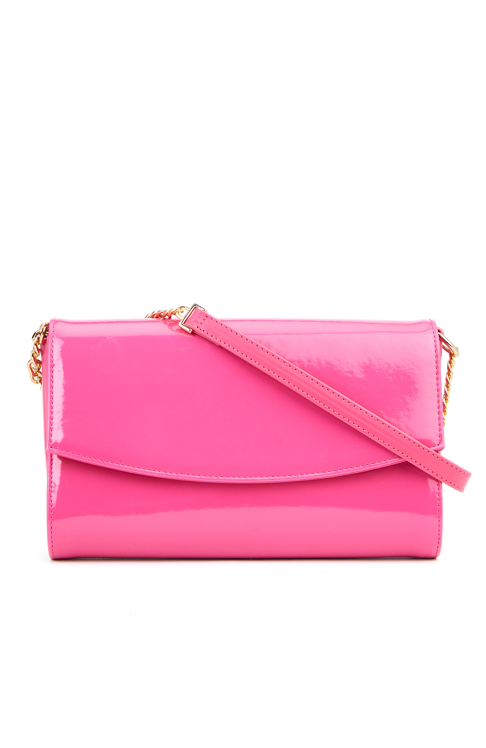 Fuşya Askılı Kadın Rugan Clutch Fuşya Askılı Kadın Rugan Clutch