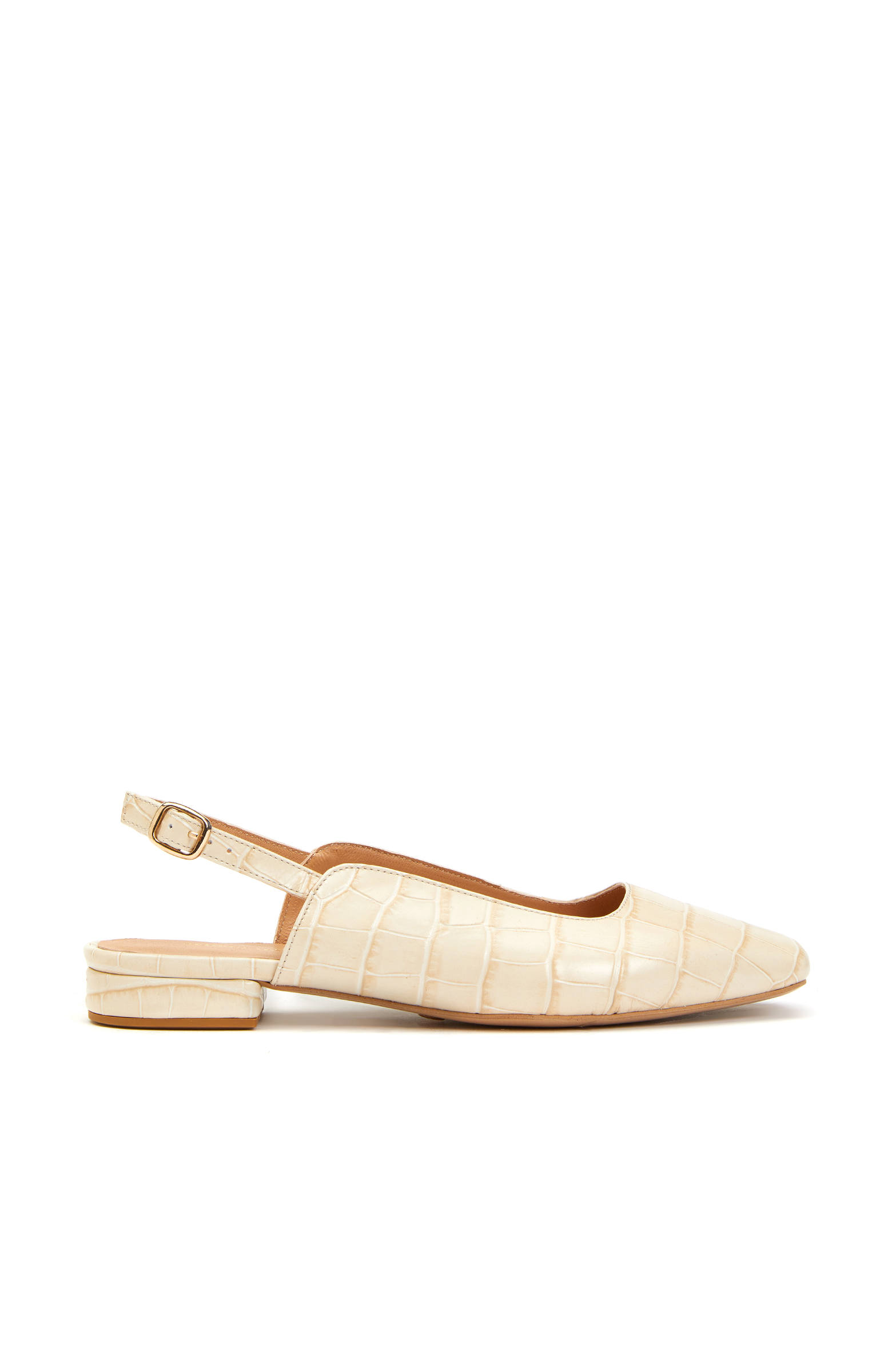 Kemik Kroko Desenli Kadın Deri Babet