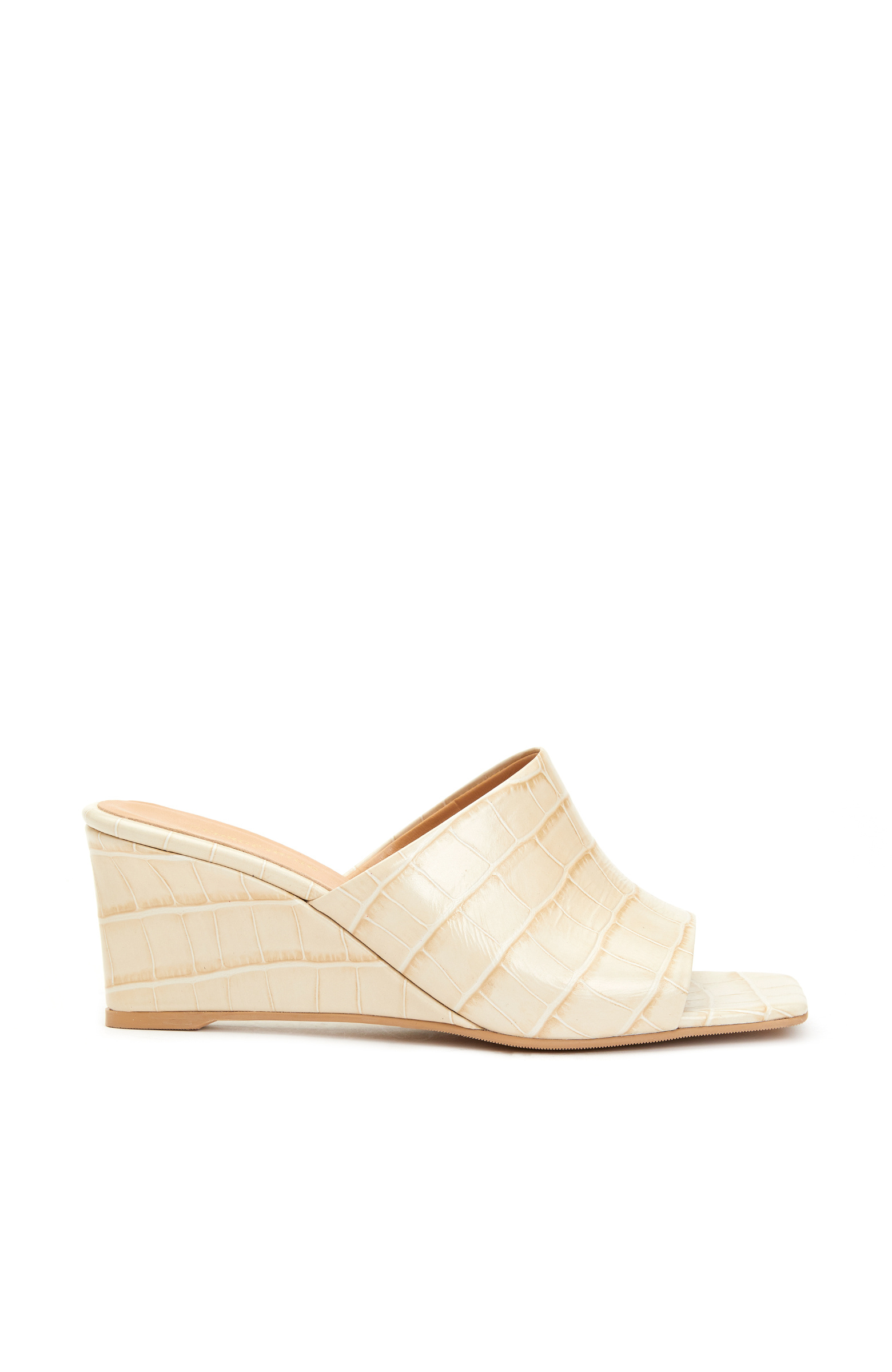 Kemik Kroko Desenli Kadın Deri Terlik