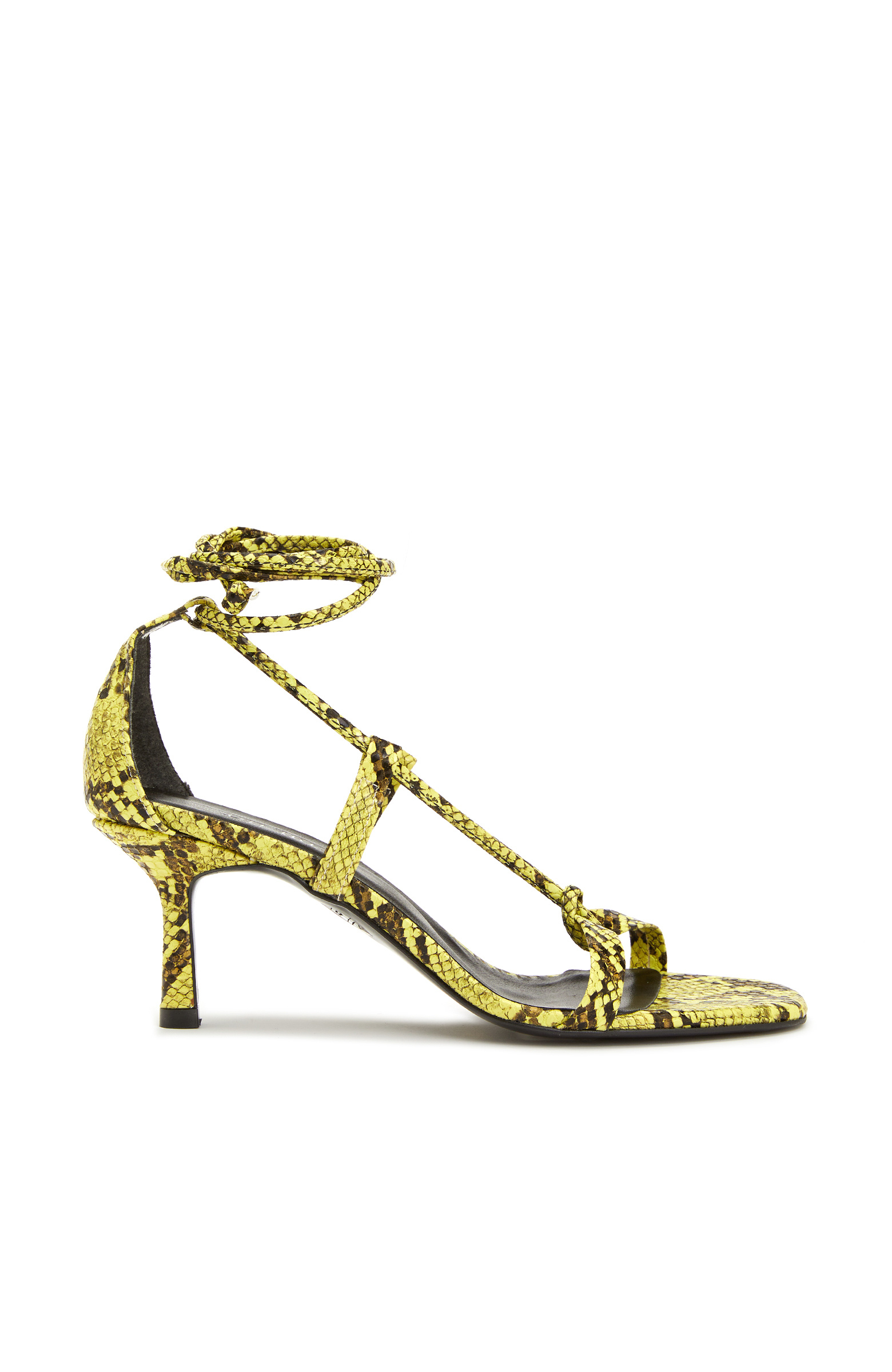 Sarı Krokodil Desenli Kadın Sandalet