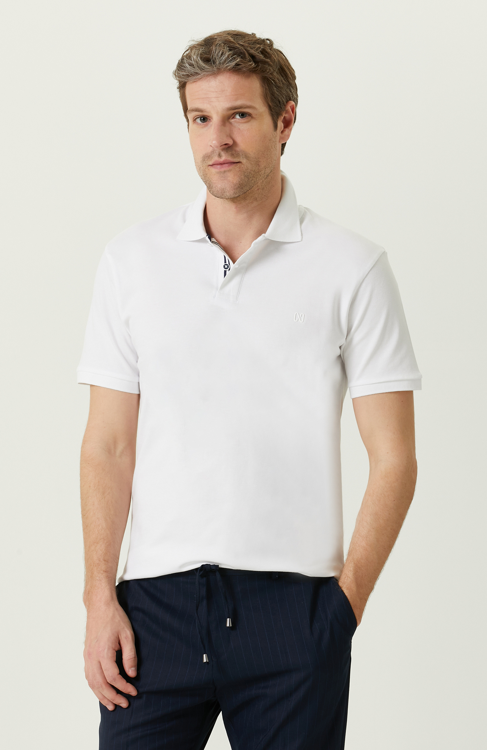 Beyaz Kısa Kollu Polo Yaka T-Shirt