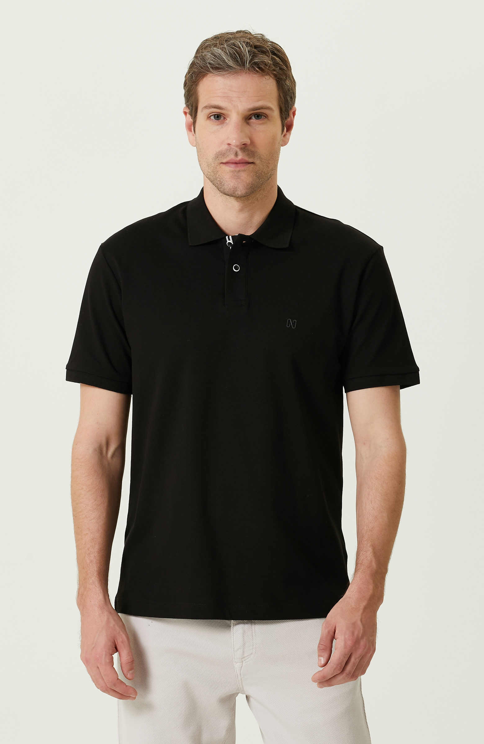 Siyah Kısa Kollu Polo Yaka T-Shirt