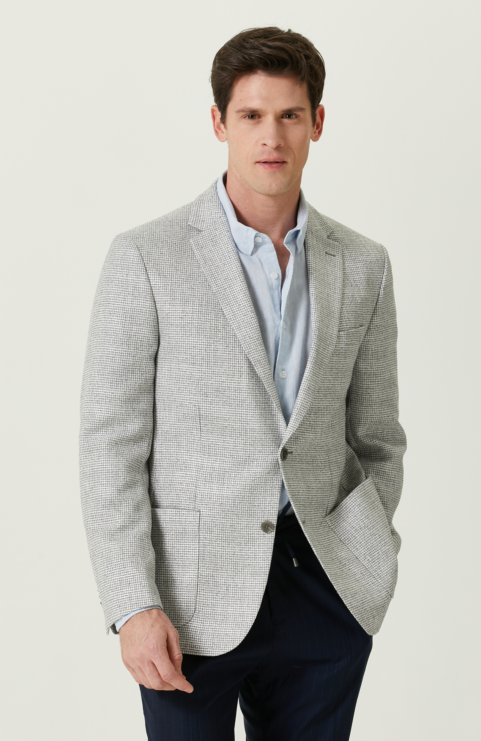 Açık Gri Uzun Kollu Ceket