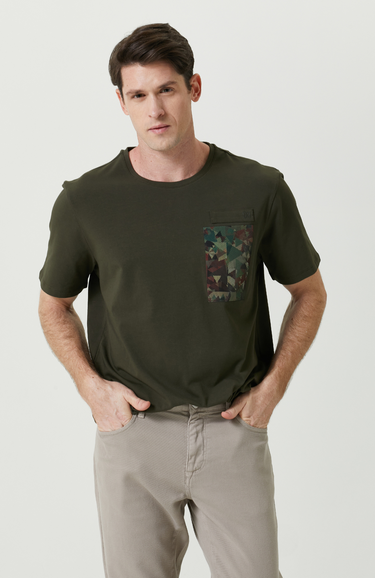 Haki Pamuk Kısa Kollu T-Shirt