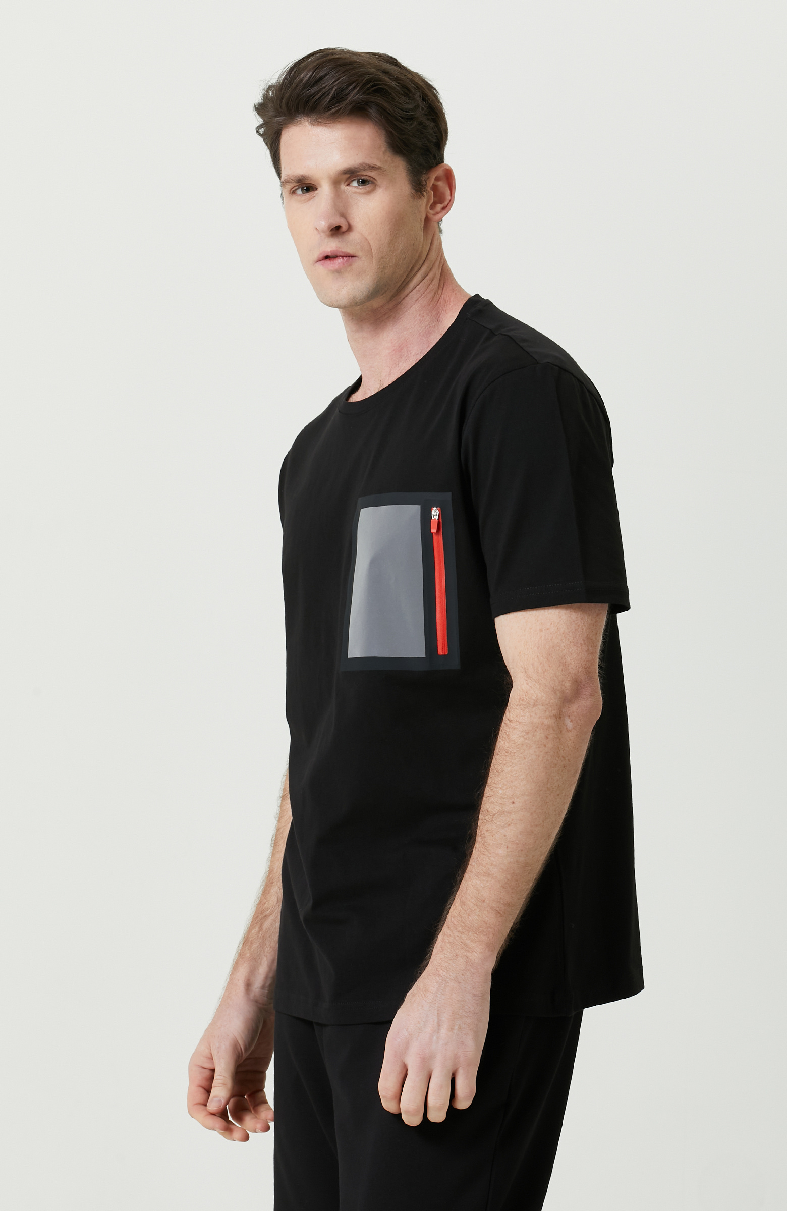 Bisiklet Yaka Siyah Tshirt