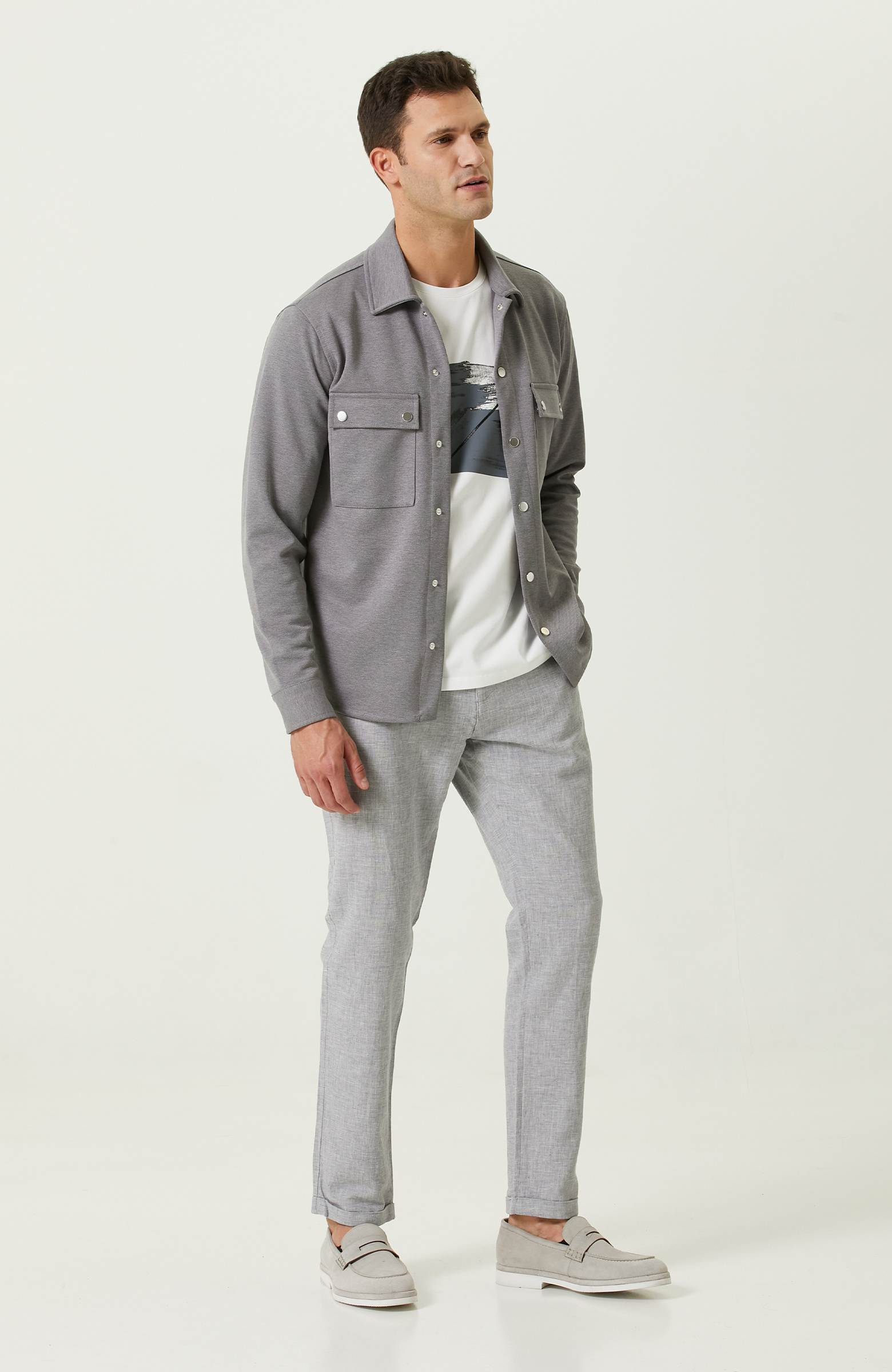 Gri Duble Paça Pantolon