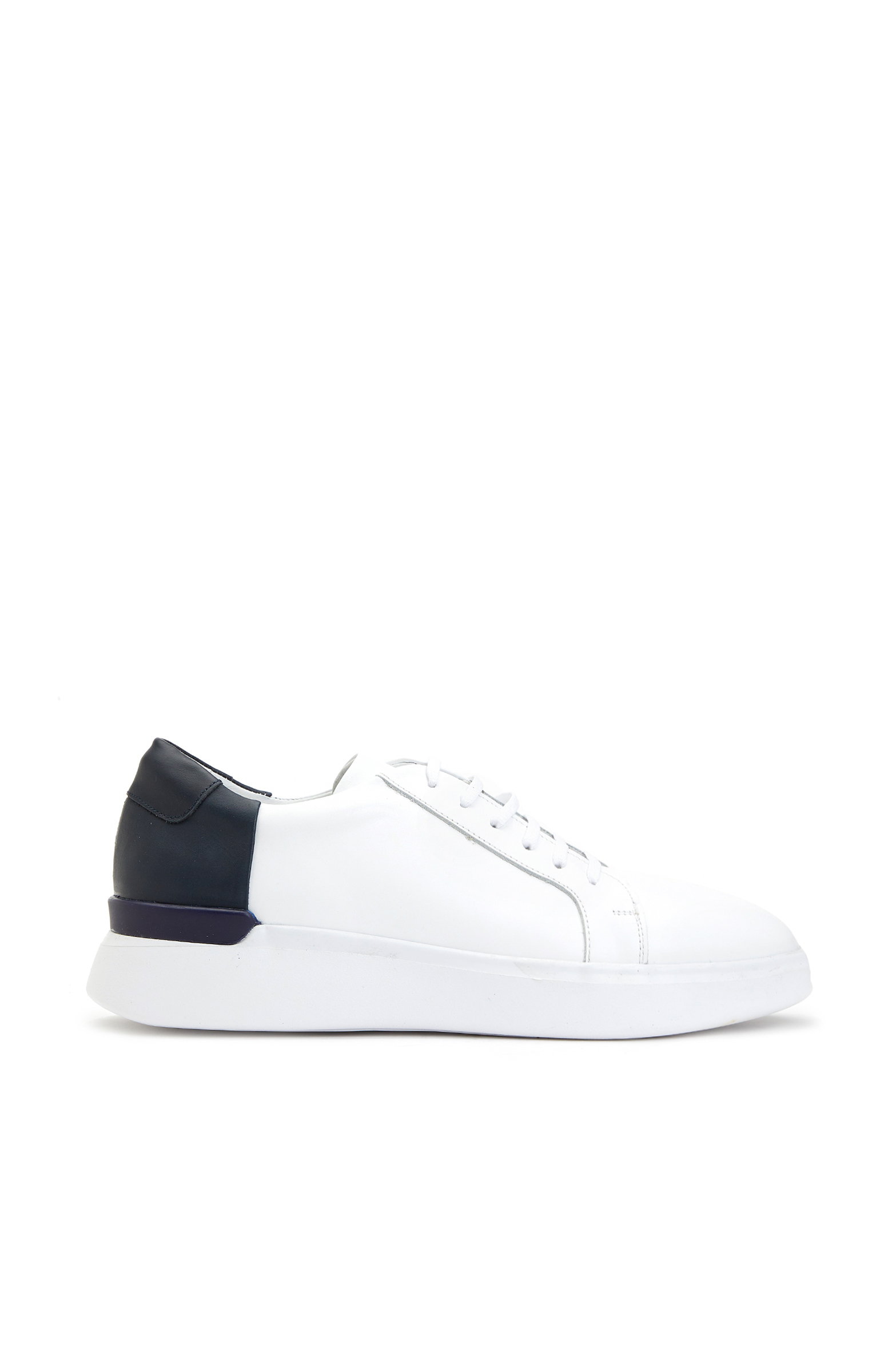 Beyaz Lacivert Erkek Deri Sneaker Beyaz Lacivert Erkek Deri Sneaker