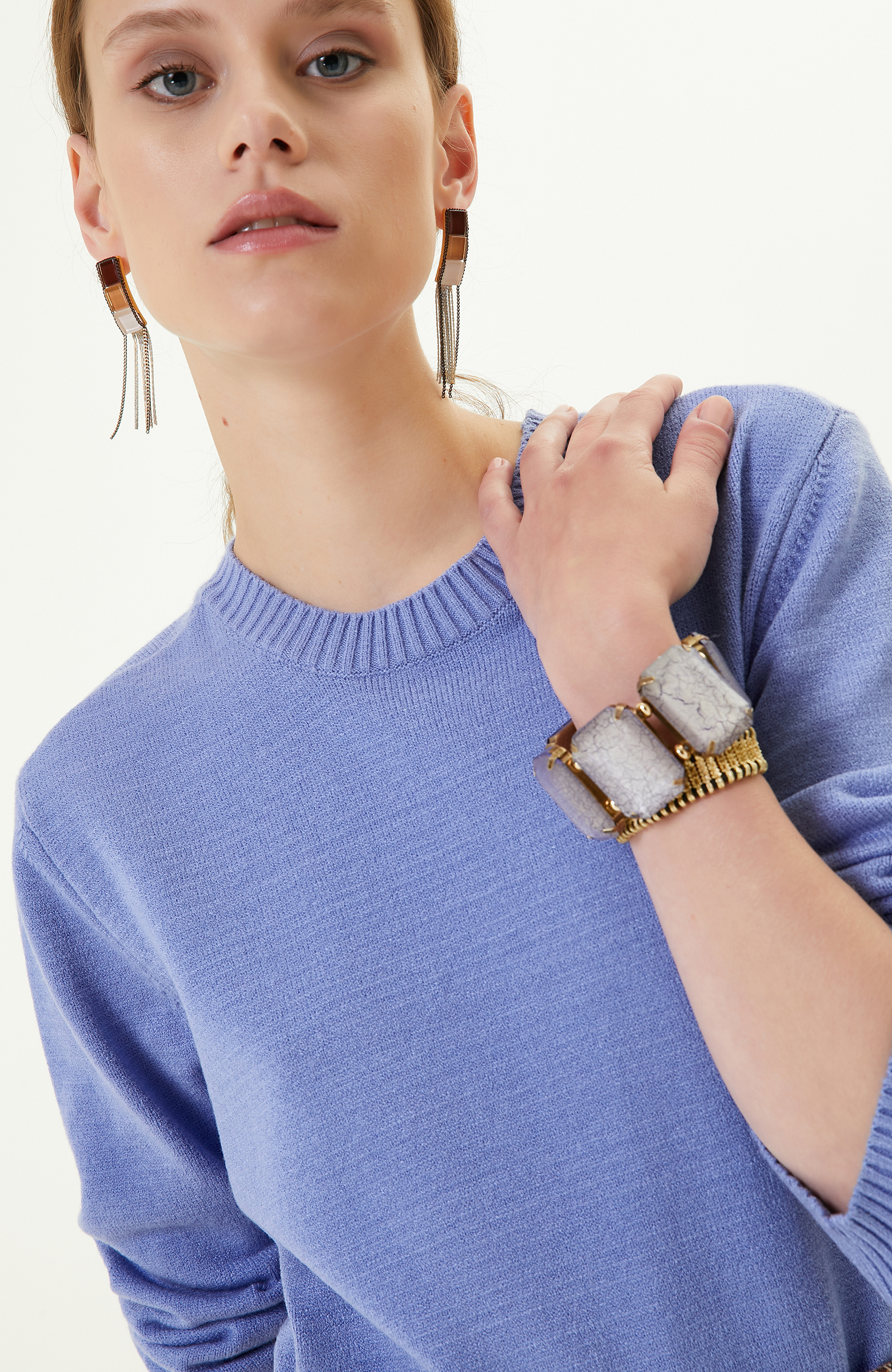 Mavi Bisiklet Yaka Triko Kazak