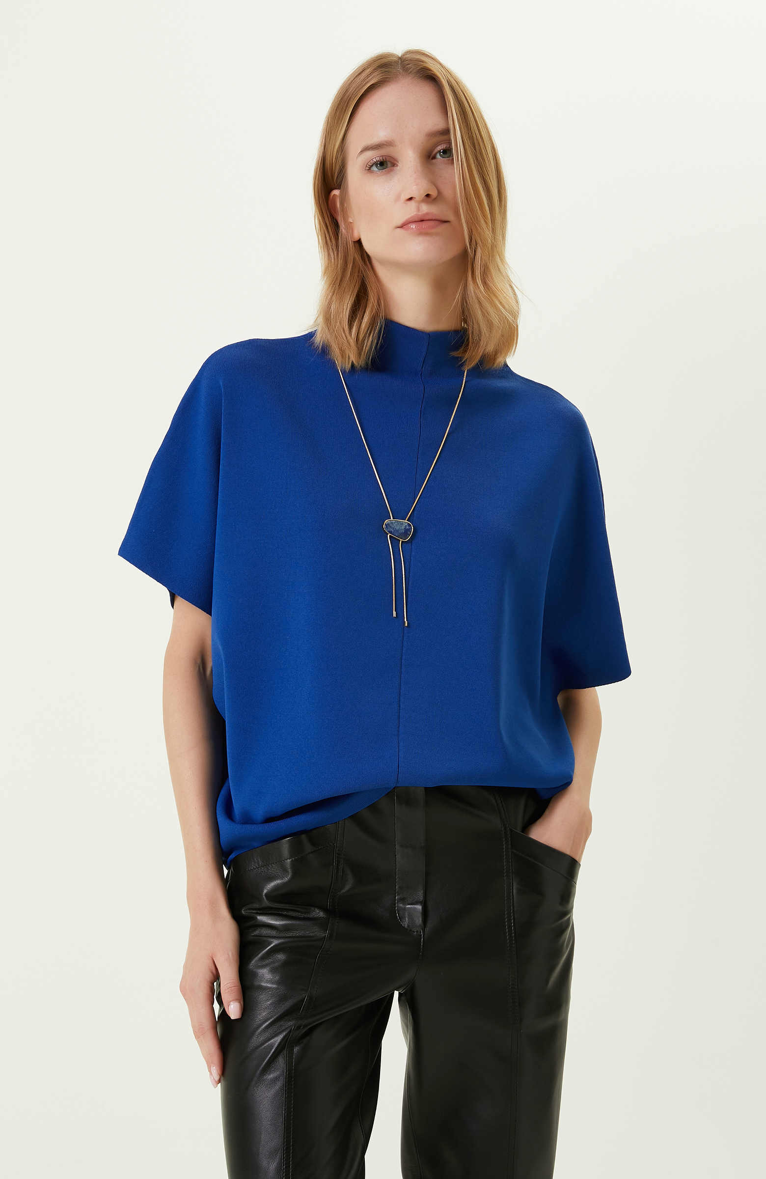 Saks Kısa Kollu Triko Kazak