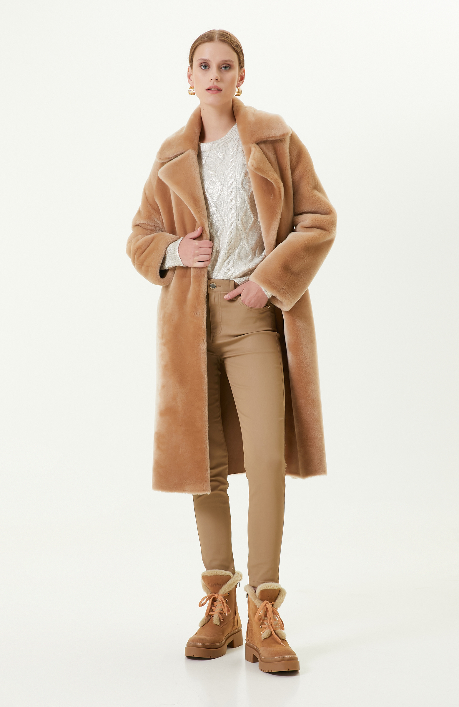 Camel Denim Dar Paça Pantolon