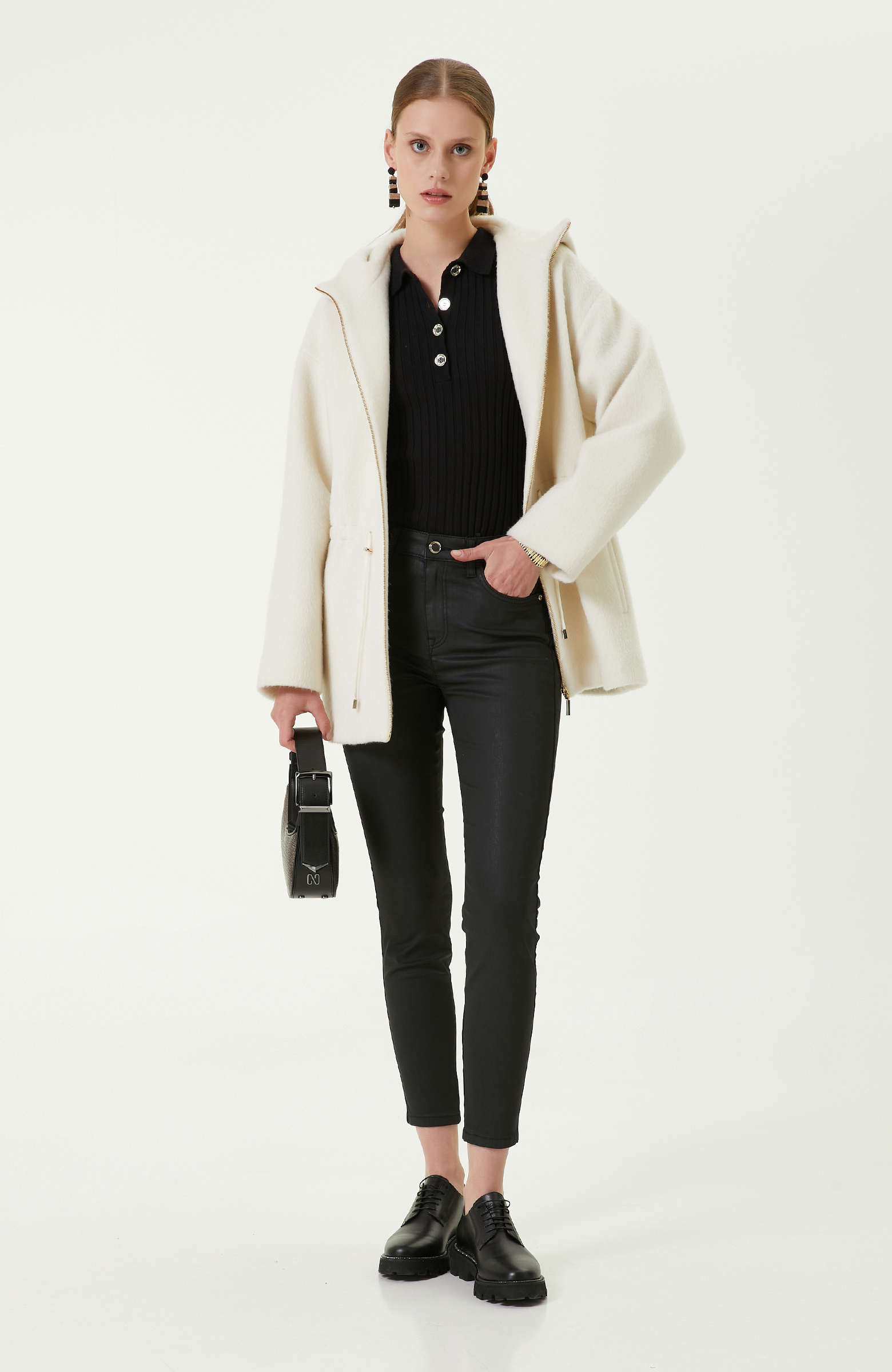 Dar Paça Siyah Denim Pantolon