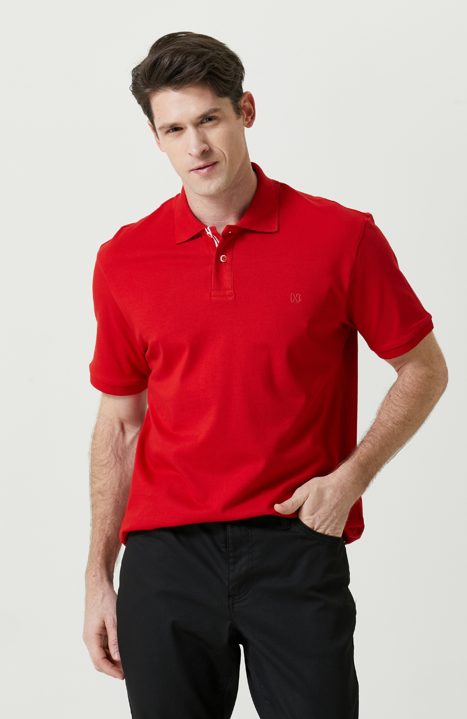 Kırmızı Polo Yaka Kısa Kollu Tshirt