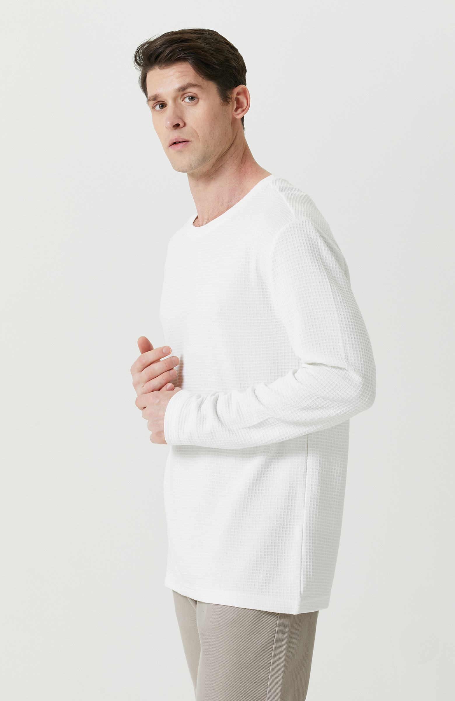 Bisiklet Yaka Ekru Sweatshirt