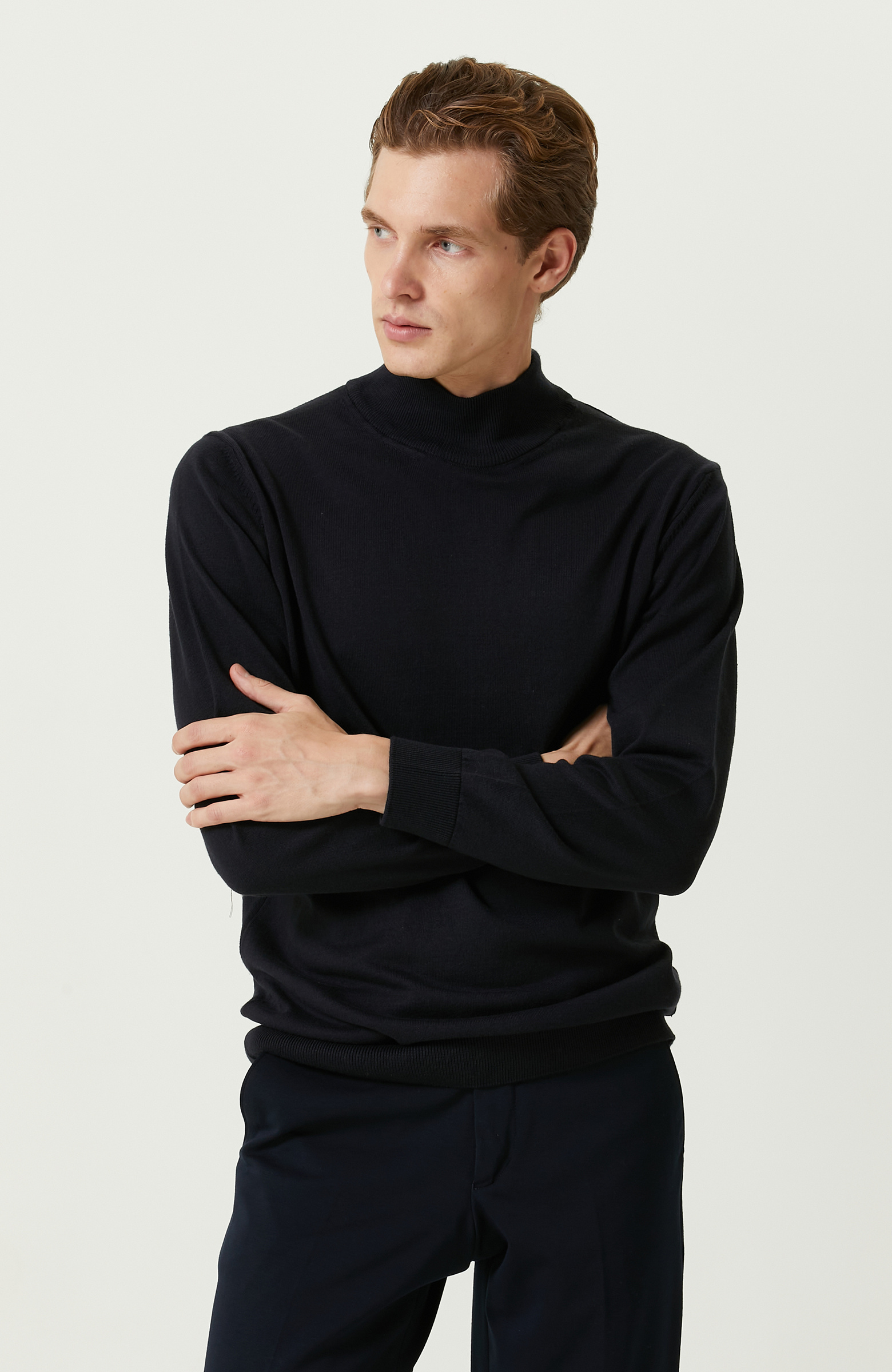 Lacivert Yarım Balıkçı Kazak