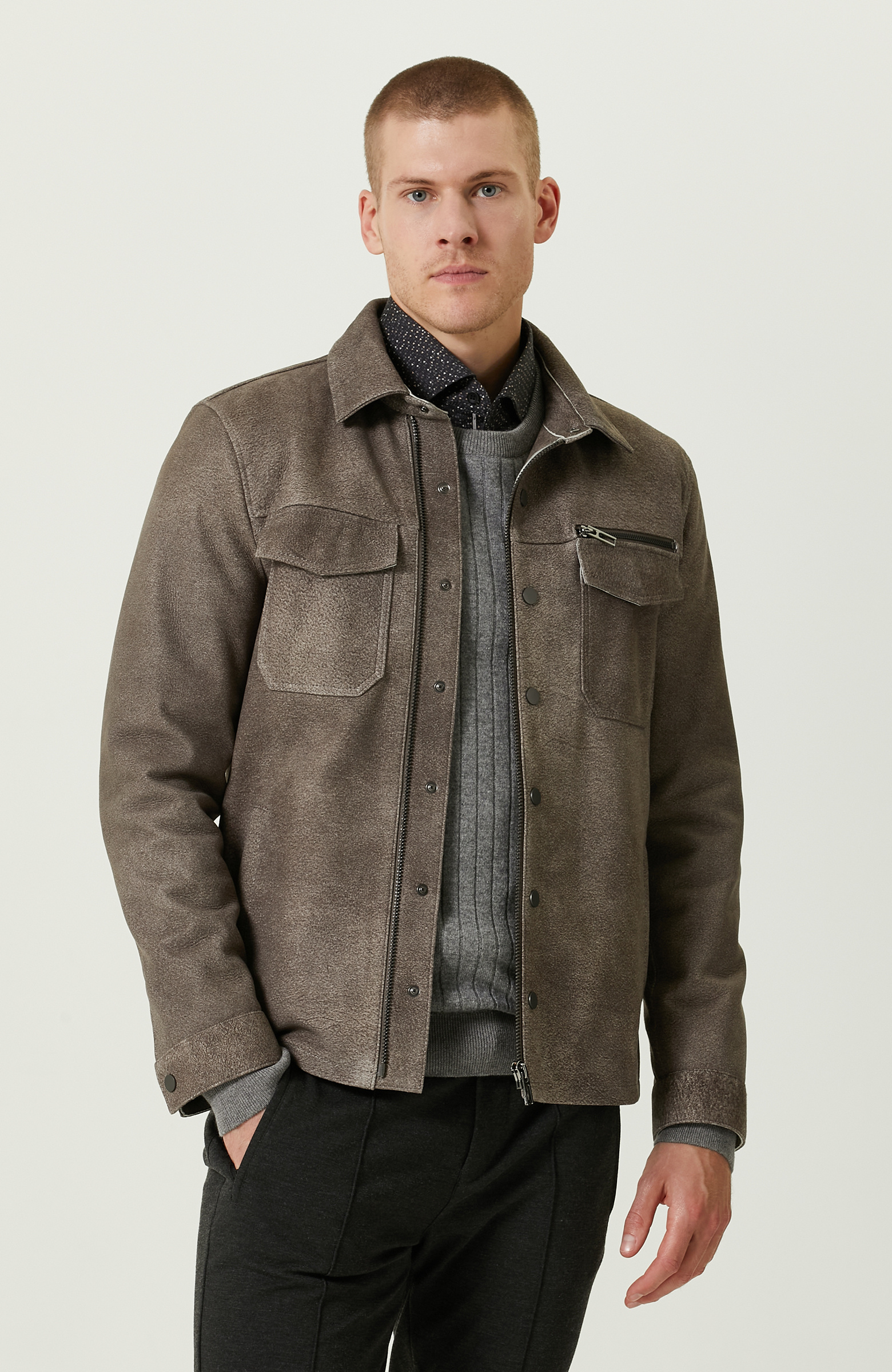 Vizon Süet Deri Mont