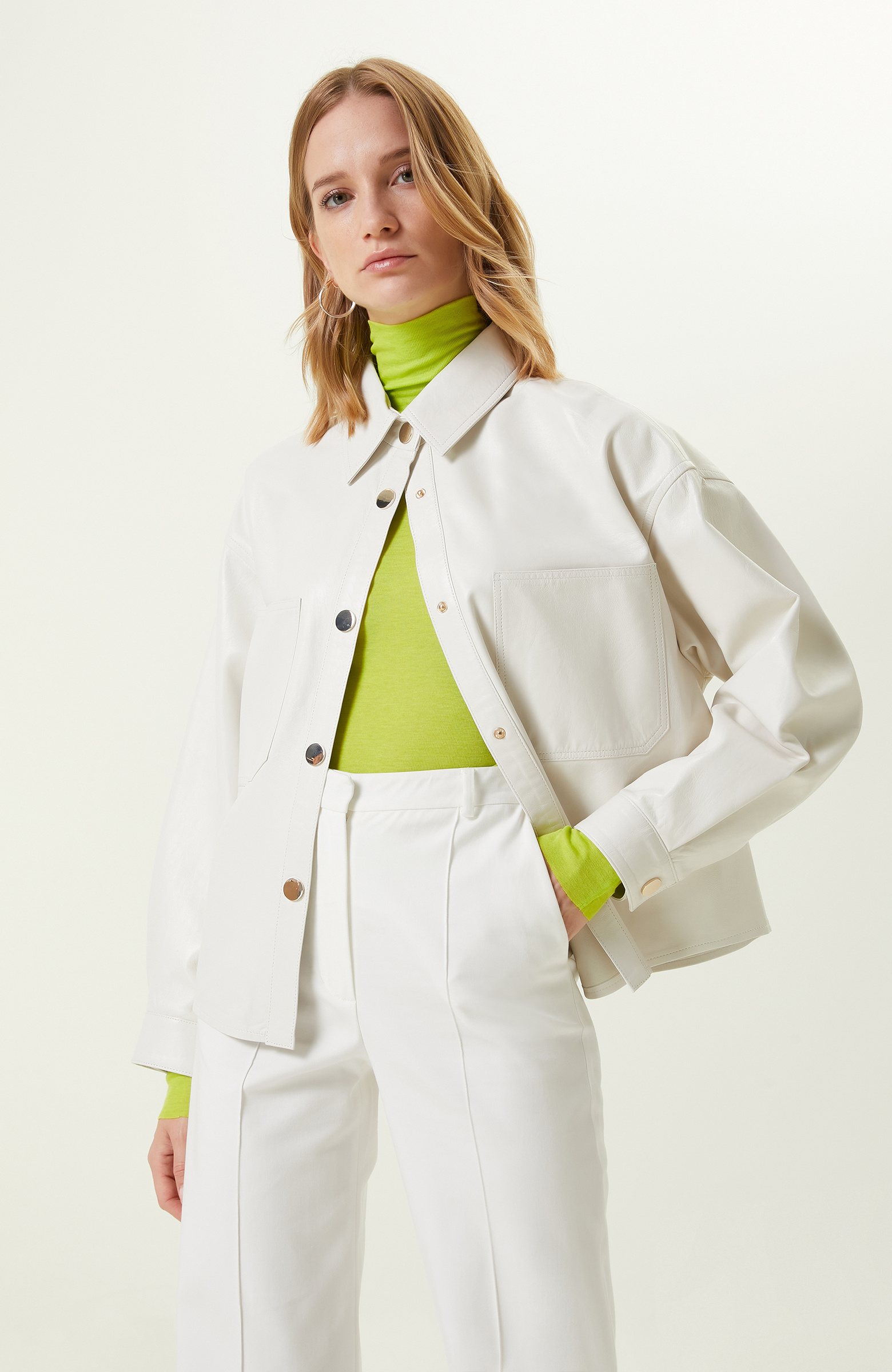 Taş Rengi Deri Gömlek