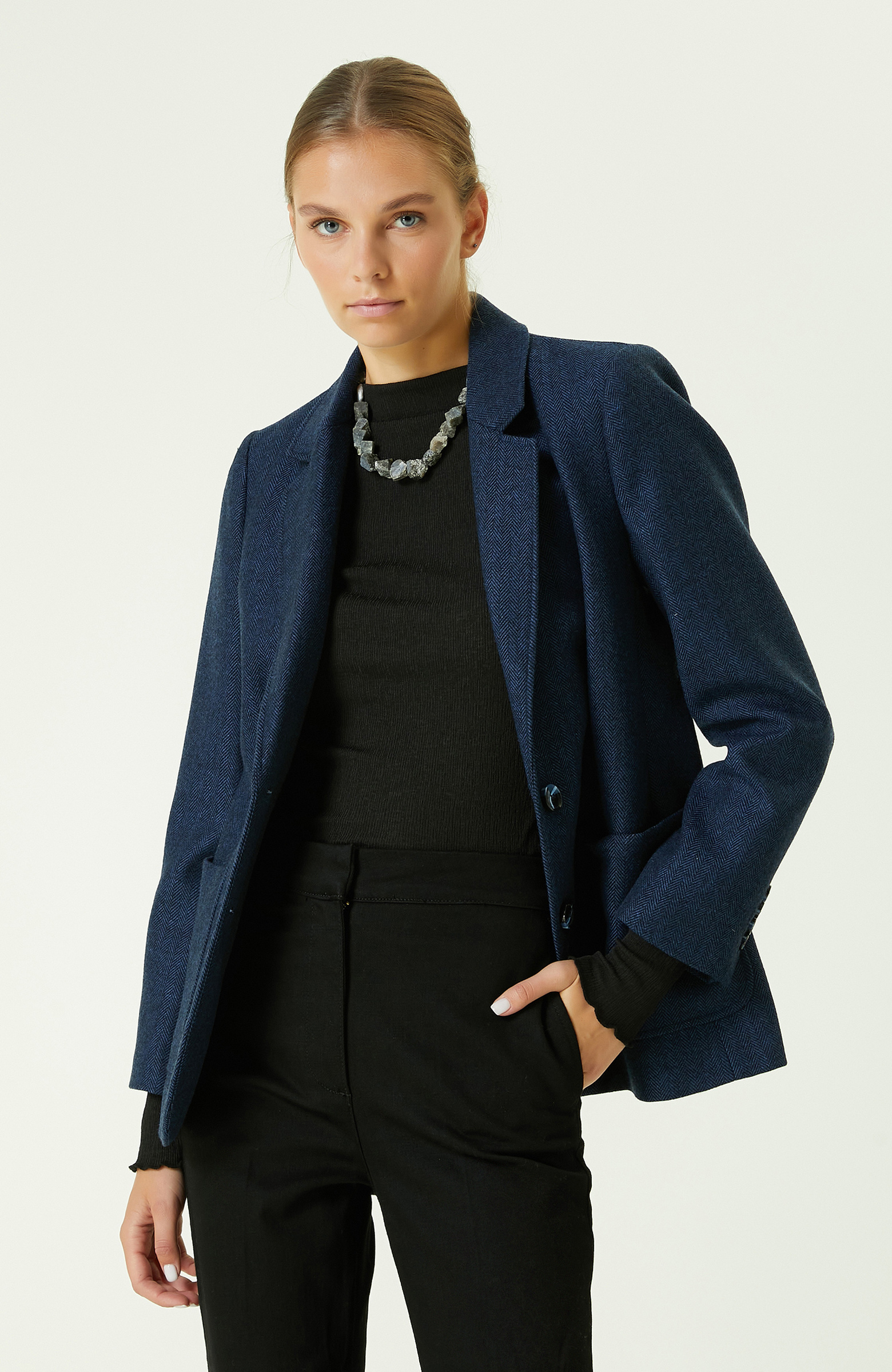 Tek Düğmeli Lacivert Blazer Ceket